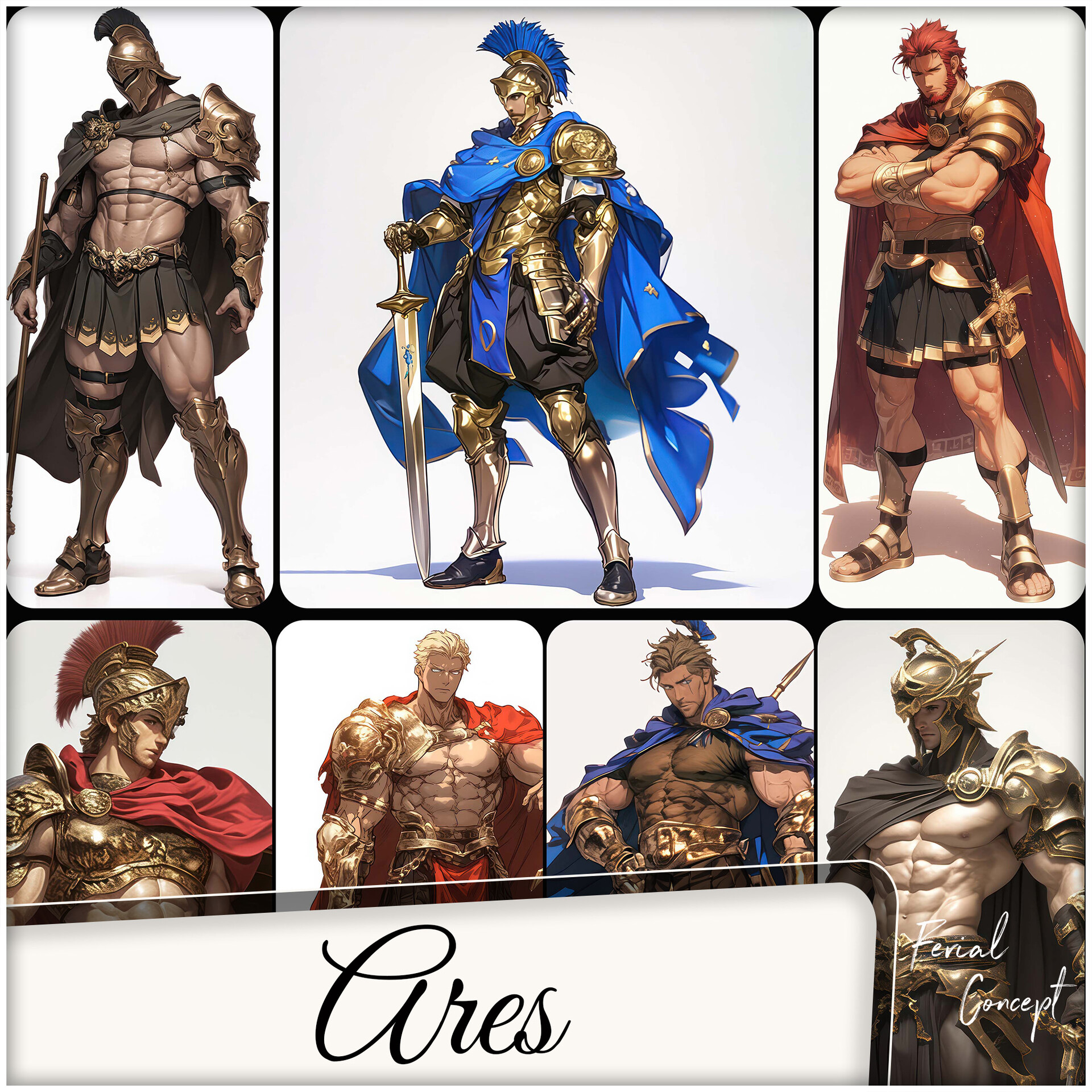 Ferial Studio - 🔹210 Ares - Anime Character Reference Image Pack v.86 |4K|