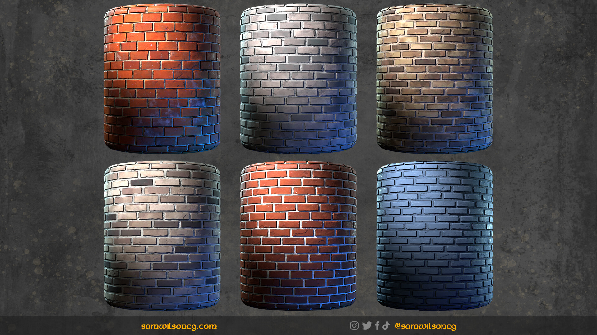 Sam Wilson - Stylized Clay Bricks Textures and Generator - PBR Tile ...