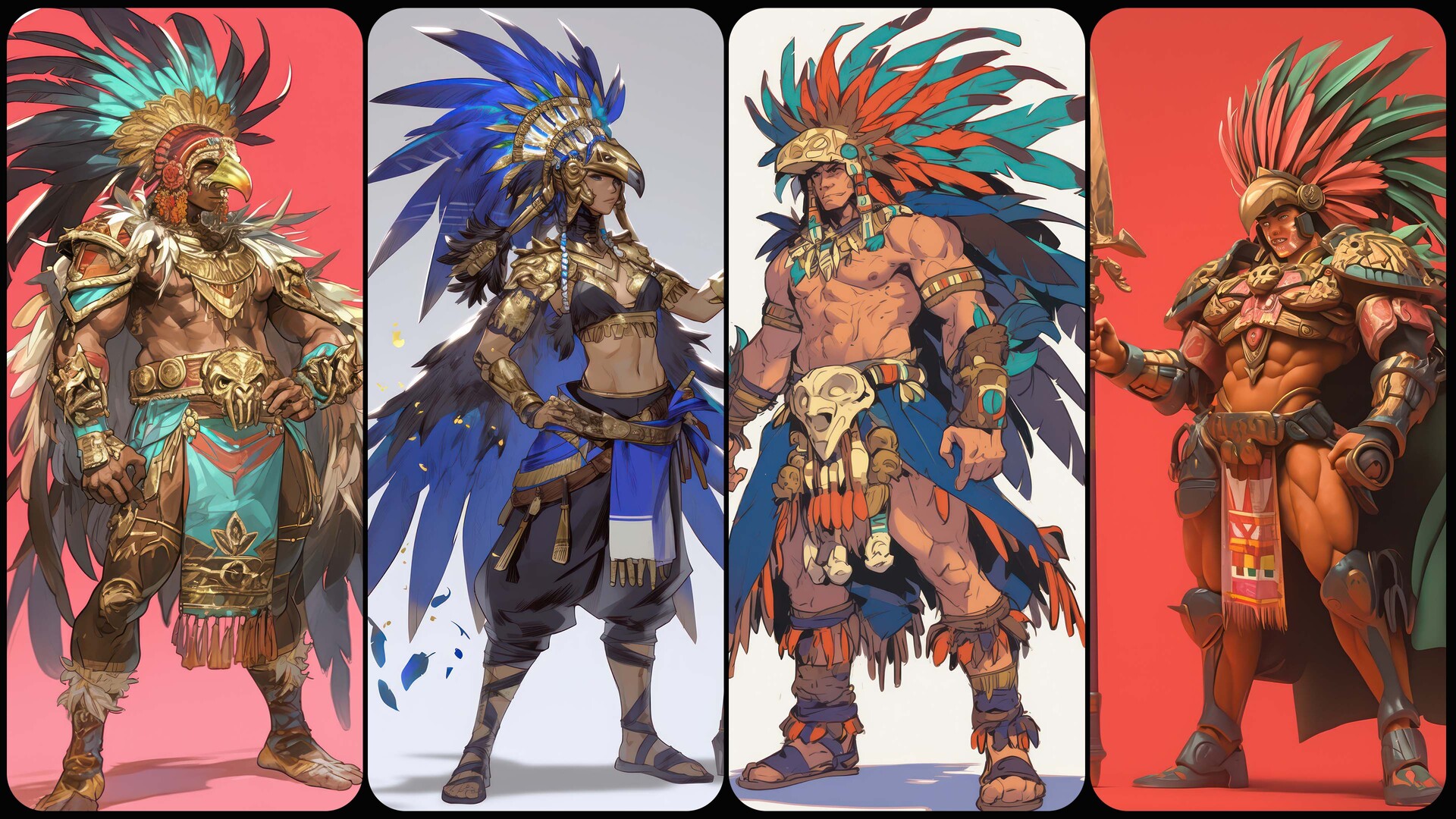 Ferial Studio - 🔹220 Aztec Warrior - Anime Character Reference Image ...