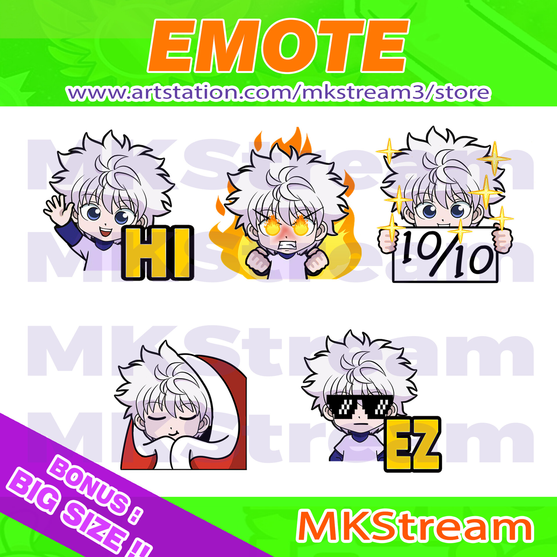 ArtStation - Emotes hunter x hunter killua hi, comfy, perfect, rage ...