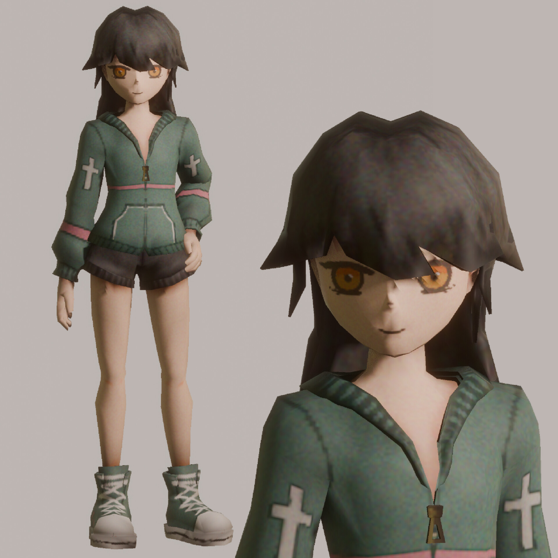 ArtStation - 3D model of a Low Poly/Old Game Girl