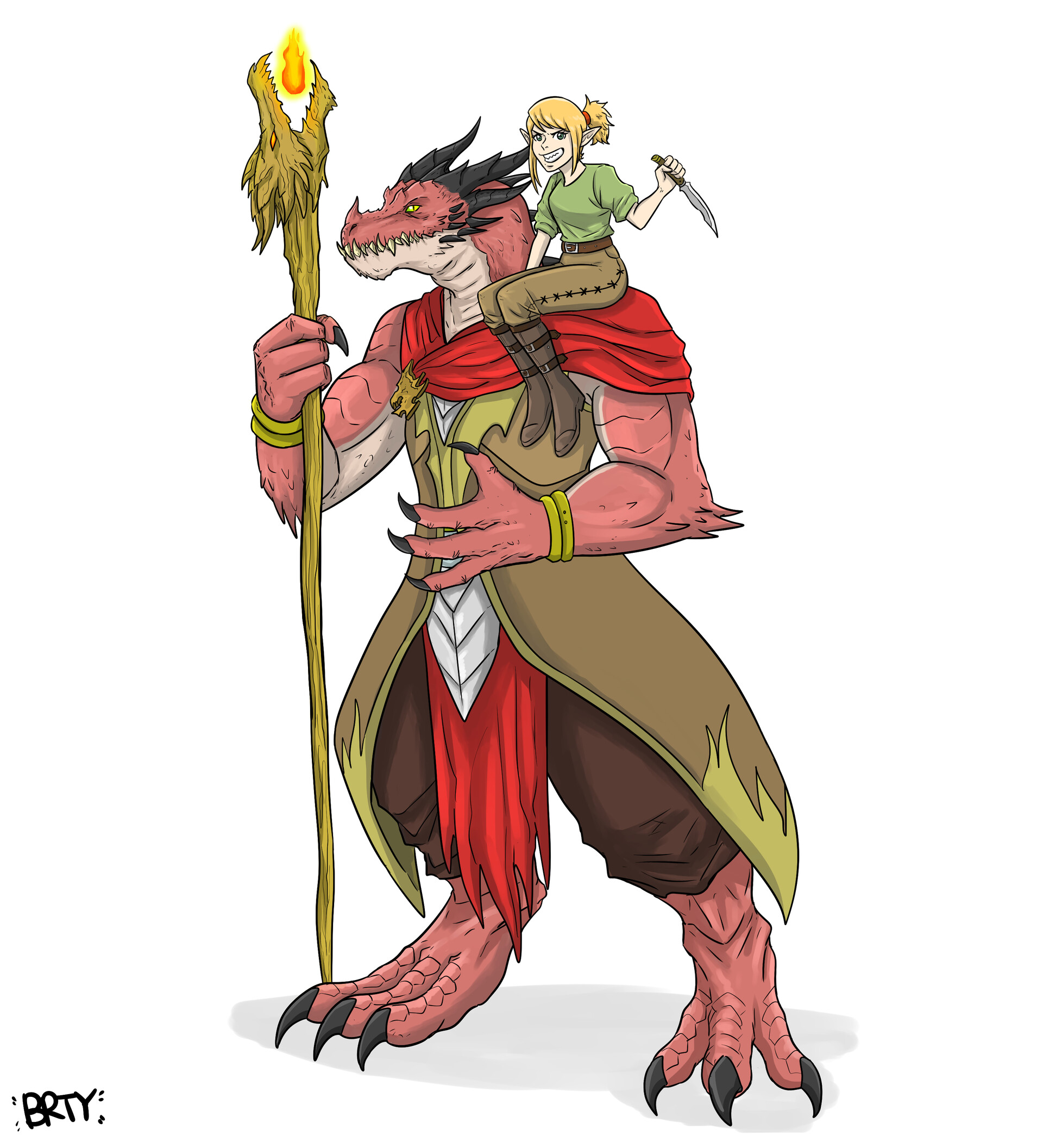 ArtStation - Dragonborn and Elf