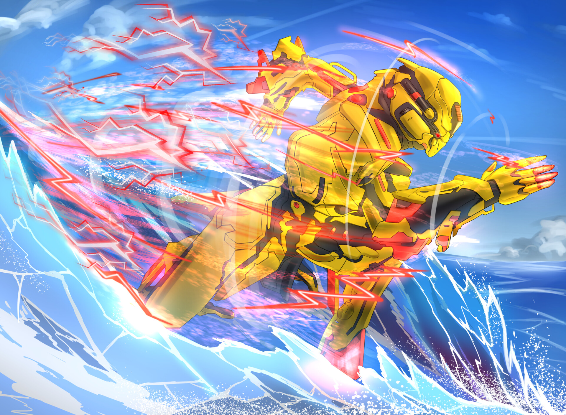 ArtStation - OC Artwork (Robot)🌊⚡