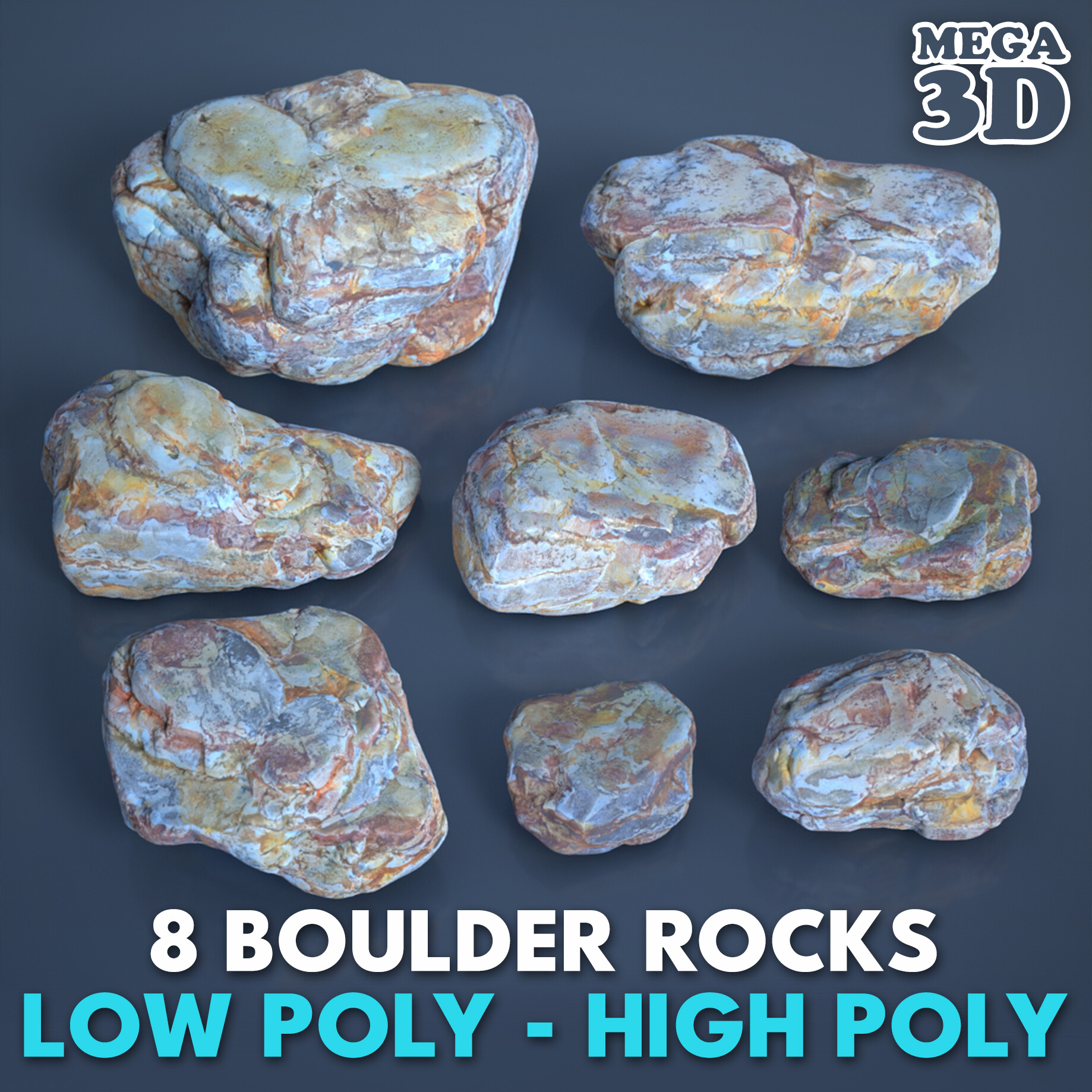 ArtStation - 8 Boulder Rocks - 240720
