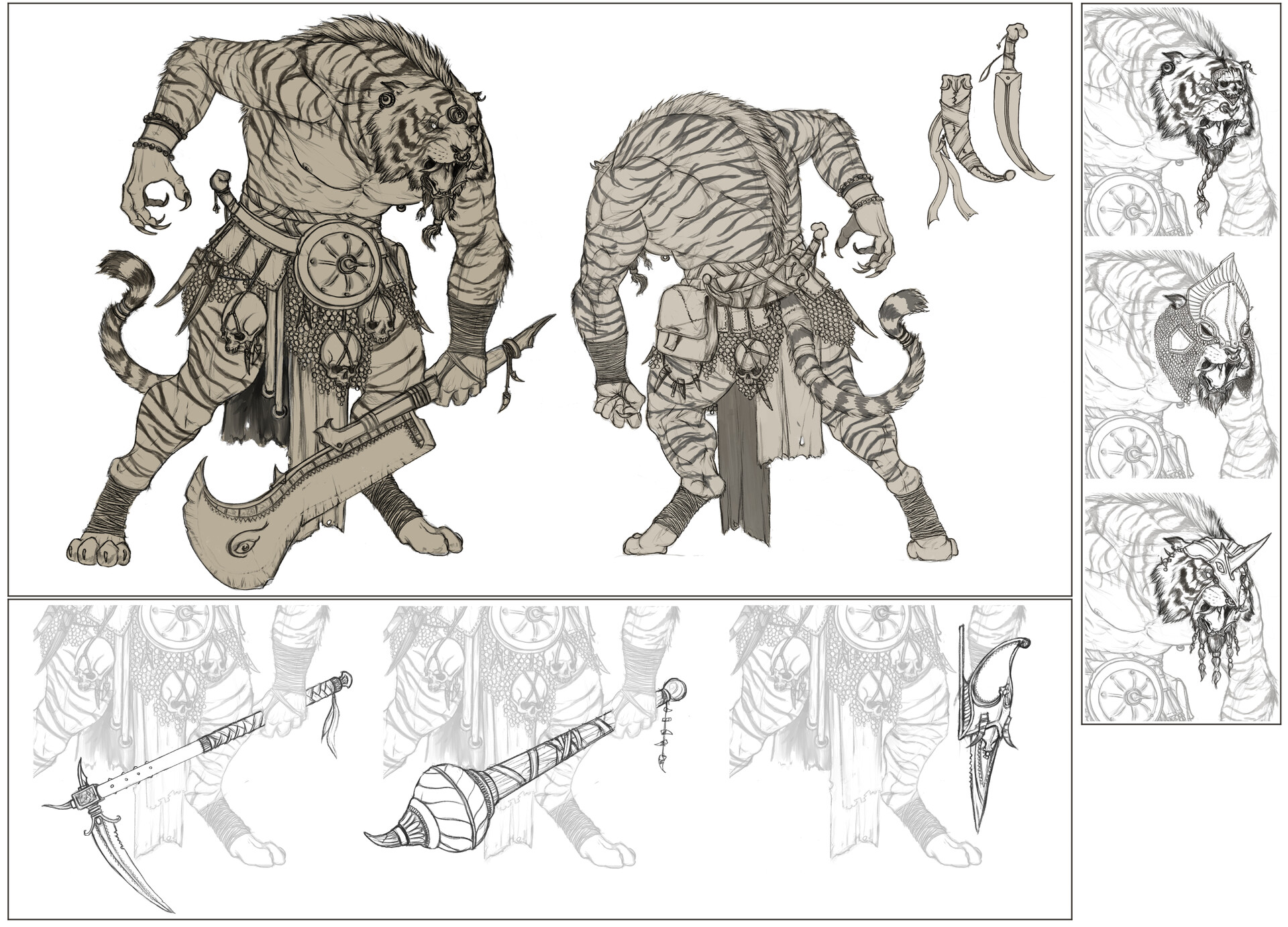 ArtStation - Tiger beastmen - Sketches