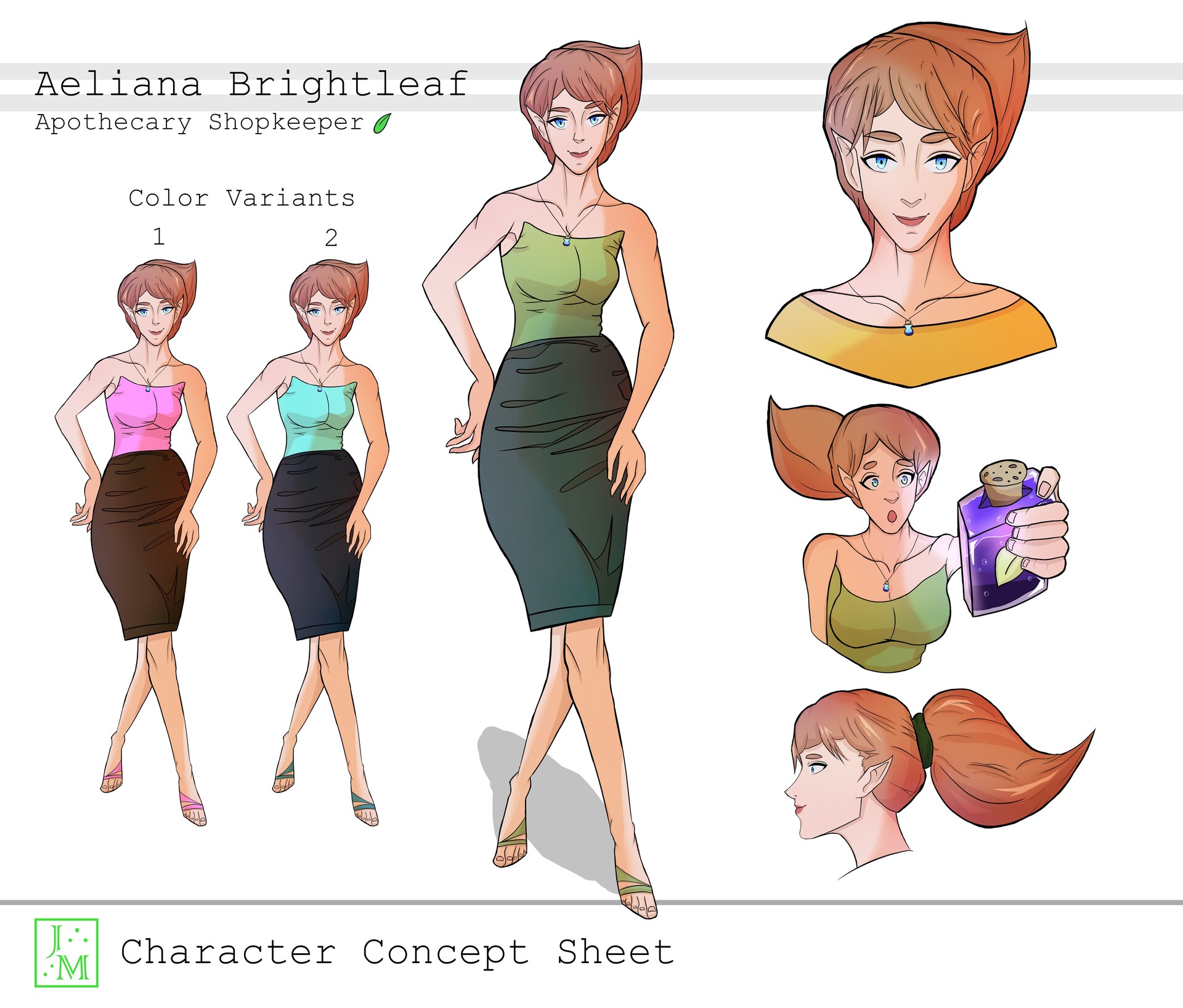 ArtStation - Aeliana Brightleaf, Apothecary Shopkeeper - Concept Art