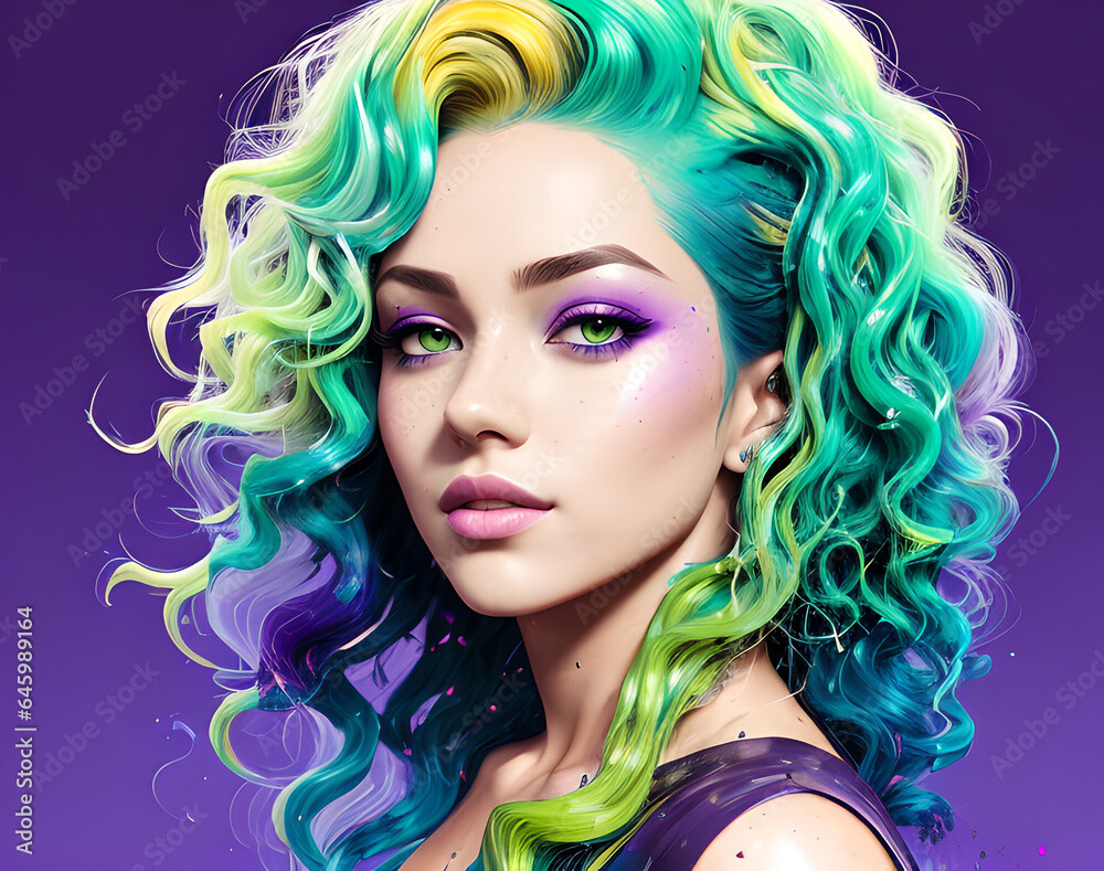 ArtStation - Fashionable stylish girl, bright colors, trends,