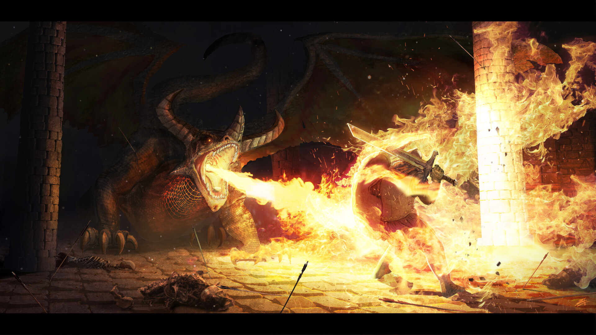 ArtStation - Dragon fight