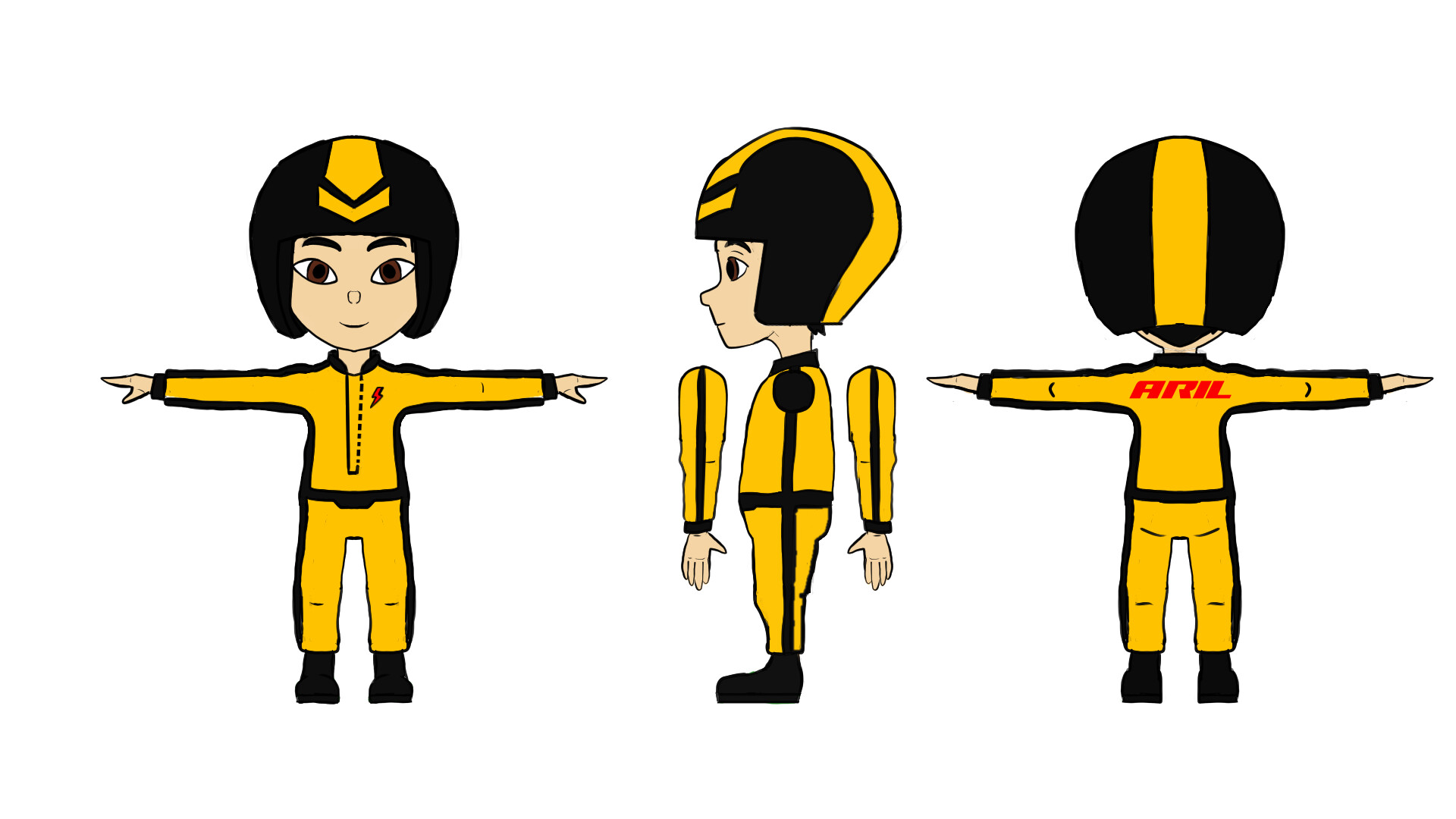 ArtStation - Aril the Racer FYP character design 2D turnaround