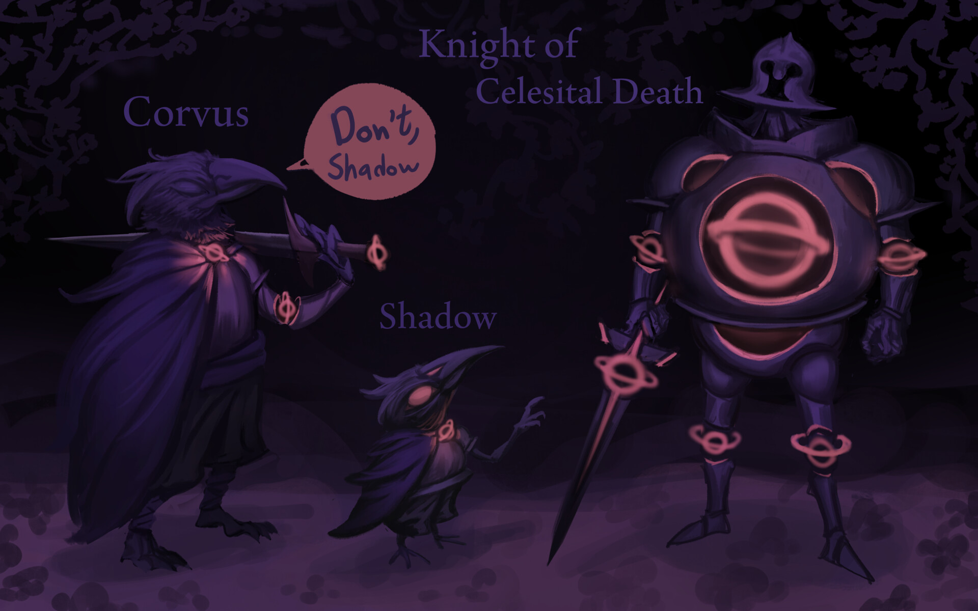 ArtStation - corvus, lil shadow and the knight of celestial death