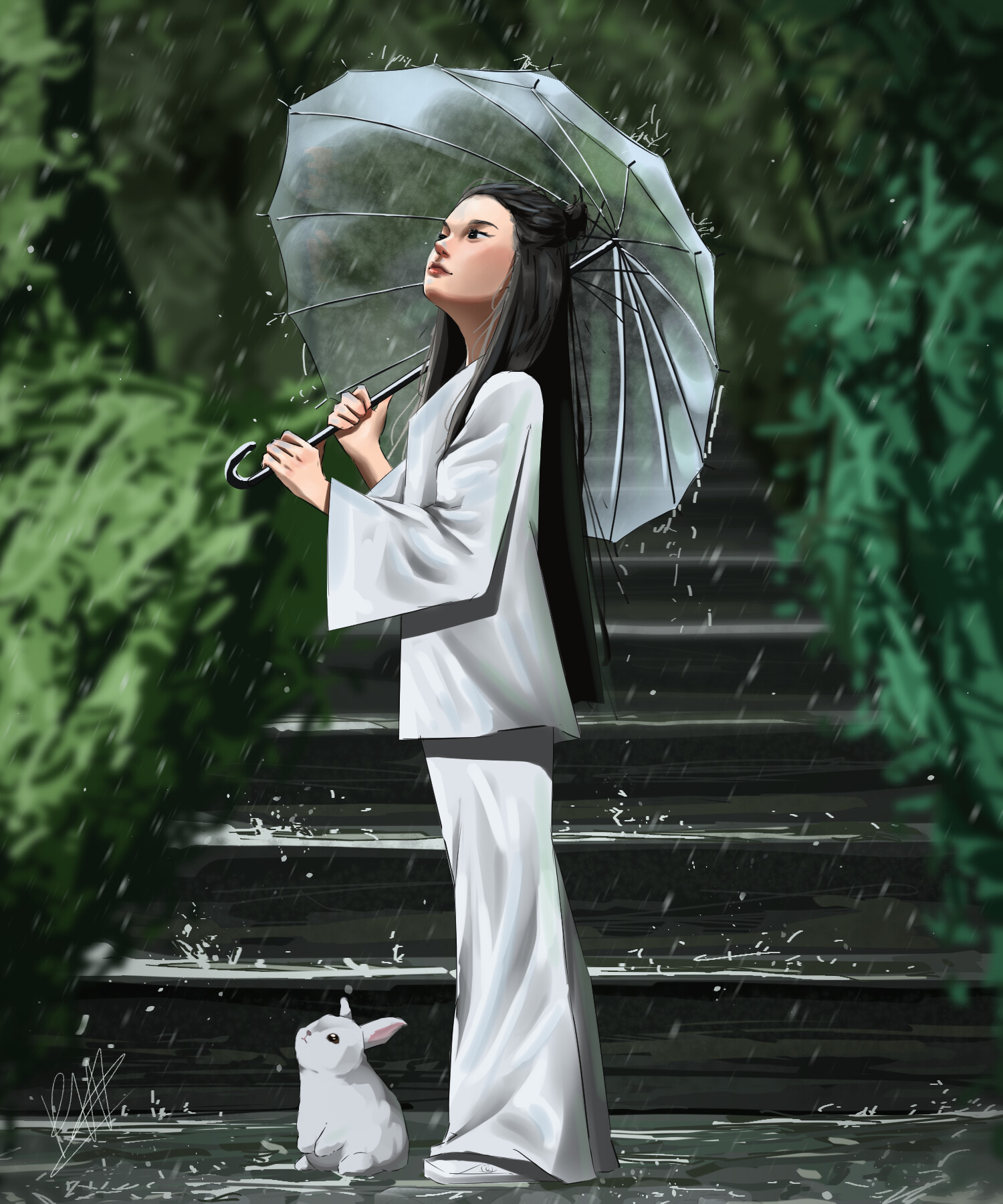 how to draw rain digital