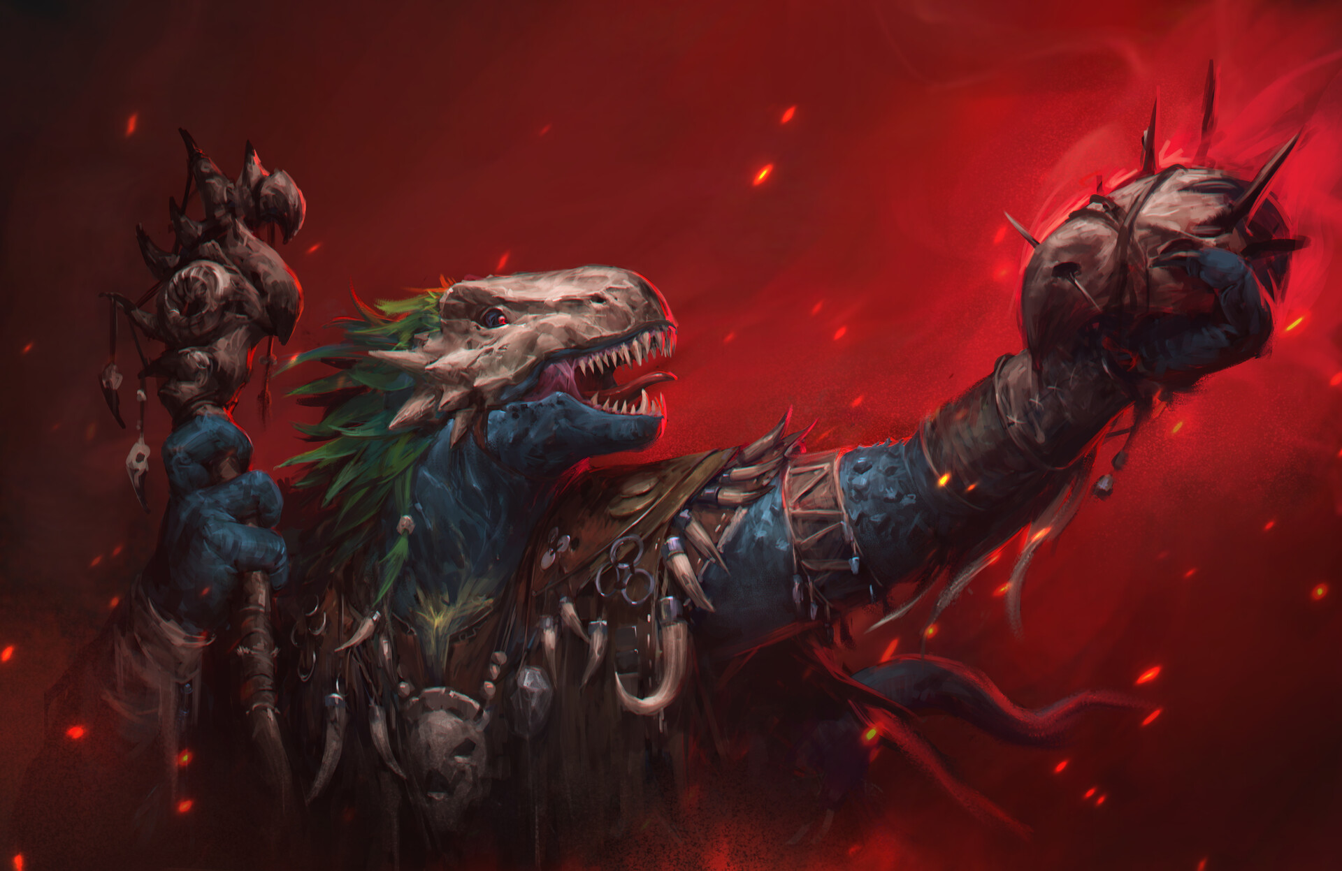 ArtStation - Tyrant Lizard warlock - Commission for Somanyrobots DnD