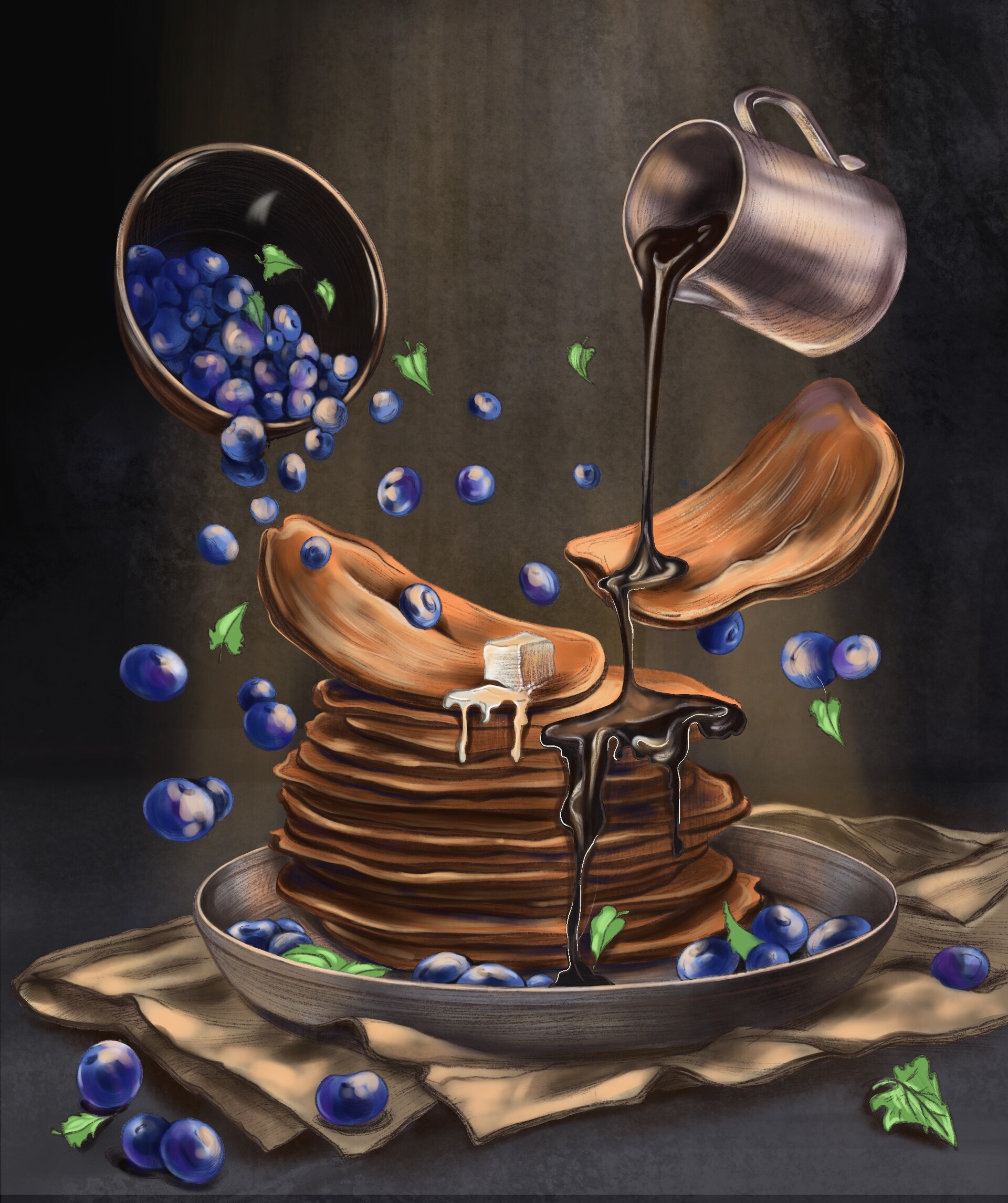 ArtStation - Food illustration. Pancakes