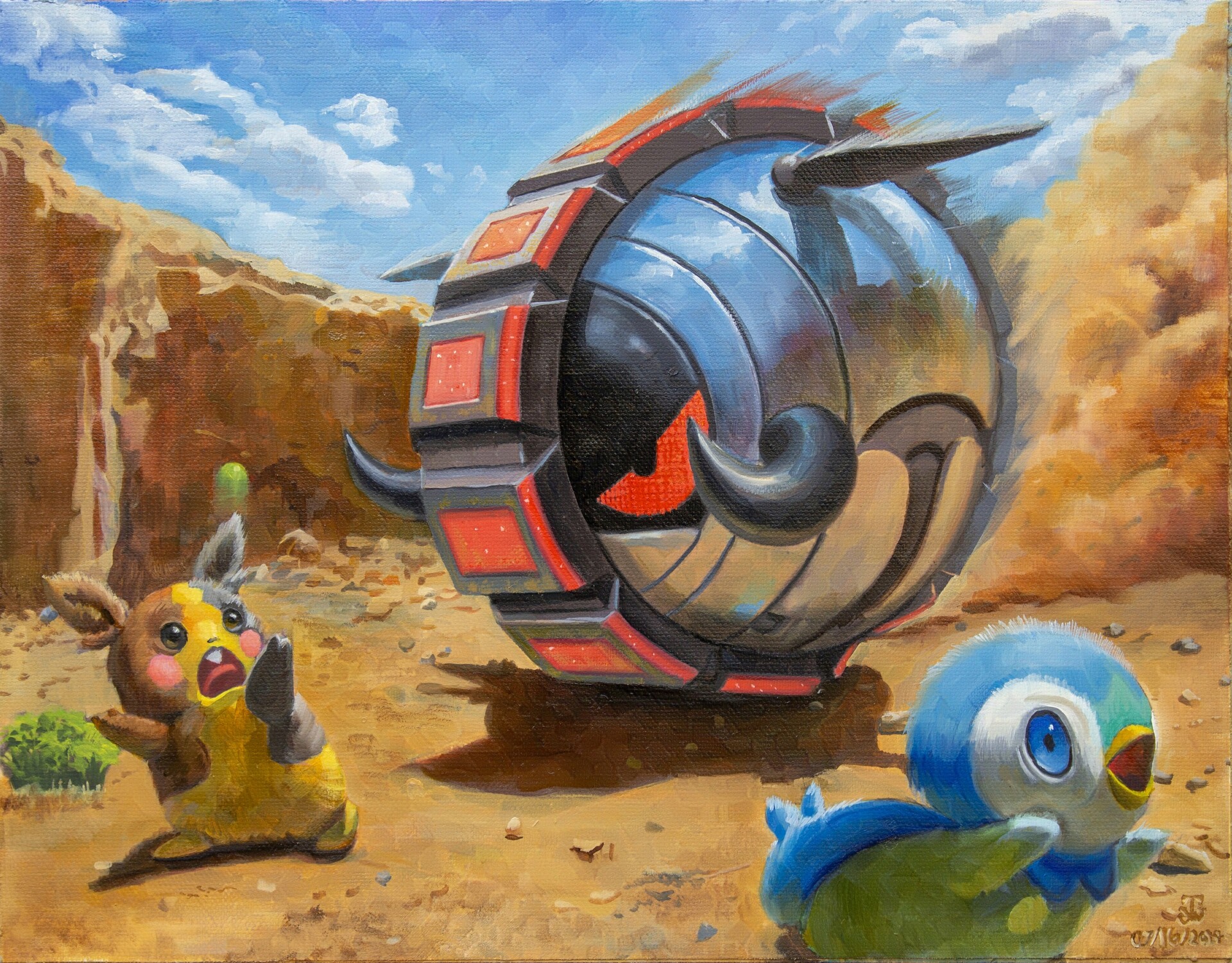 ArtStation - Dangerous Angry Iron Treads Running over Cute Pokemon