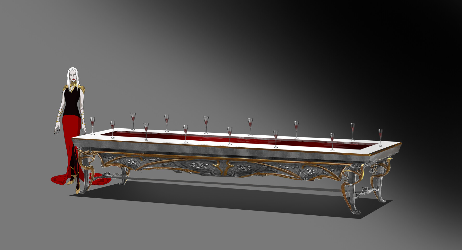 Bo Li - Castlevania season 4 Carmilla's Castle Library design