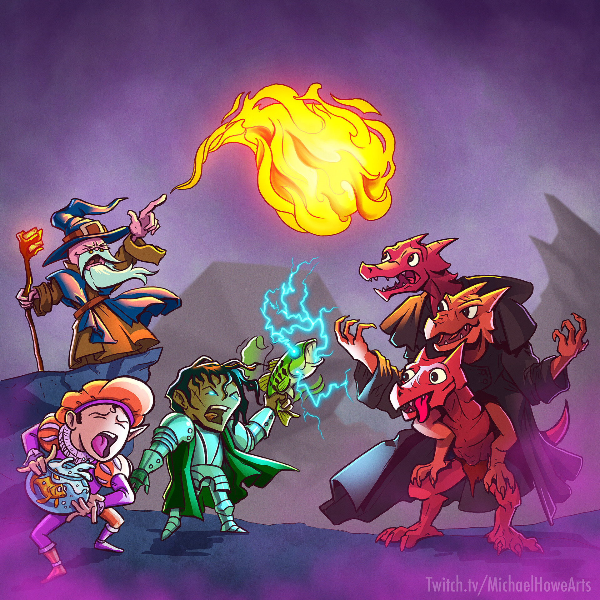 ArtStation - Eldritch Bass Album Cover - Fantasy and DnD cartoon album art.