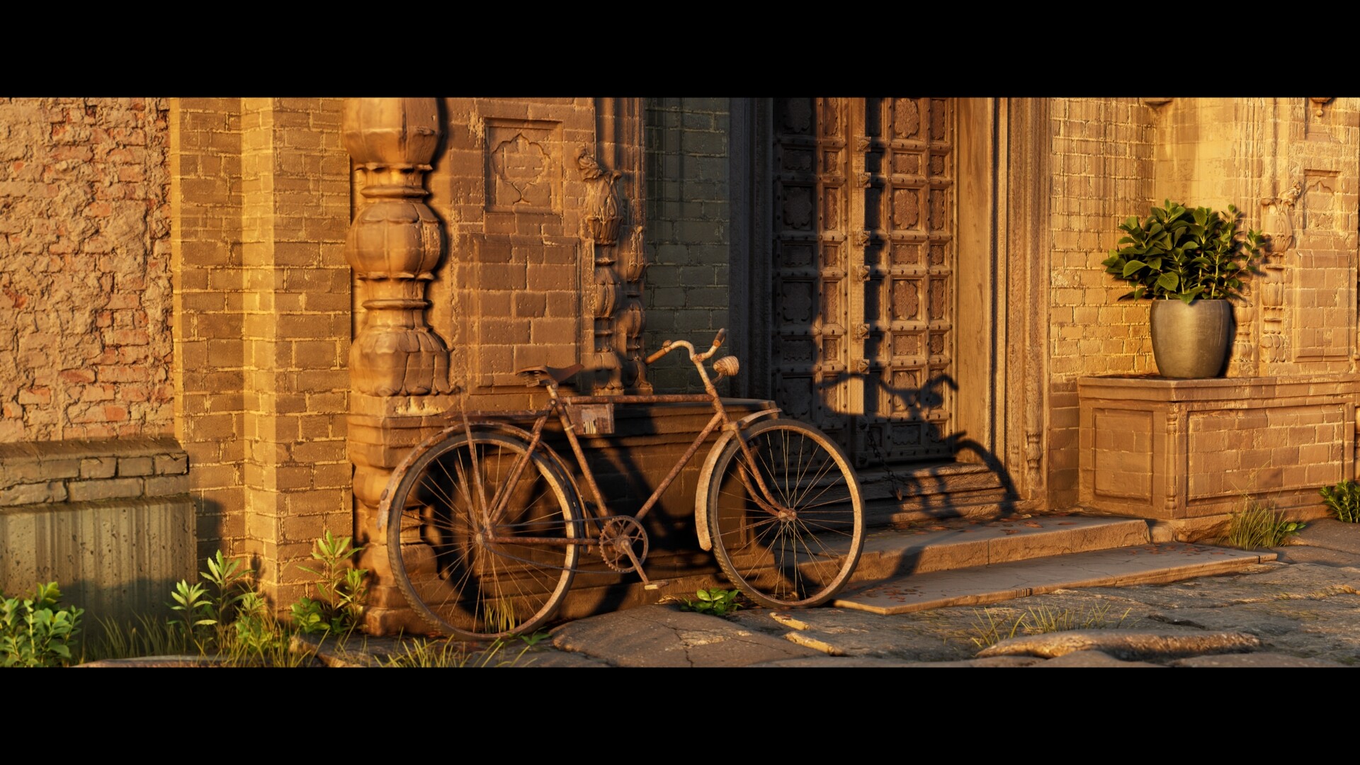 ArtStation - "Golden Shadows on the Old Door"