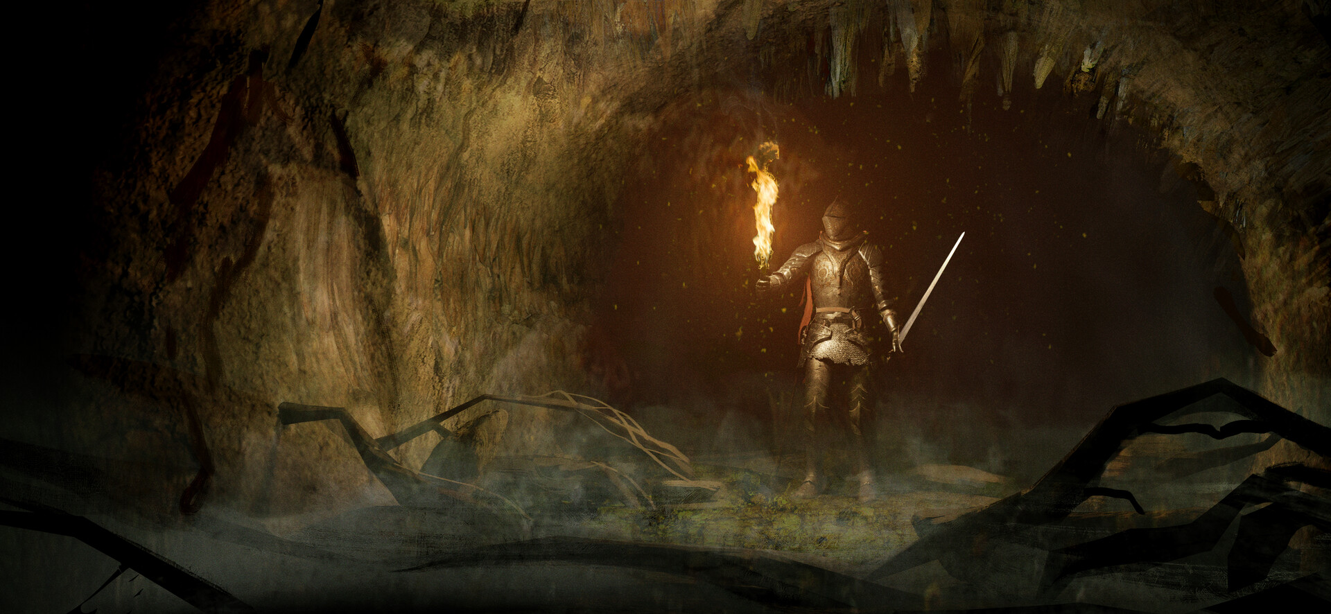 ArtStation - Knight exploring cave