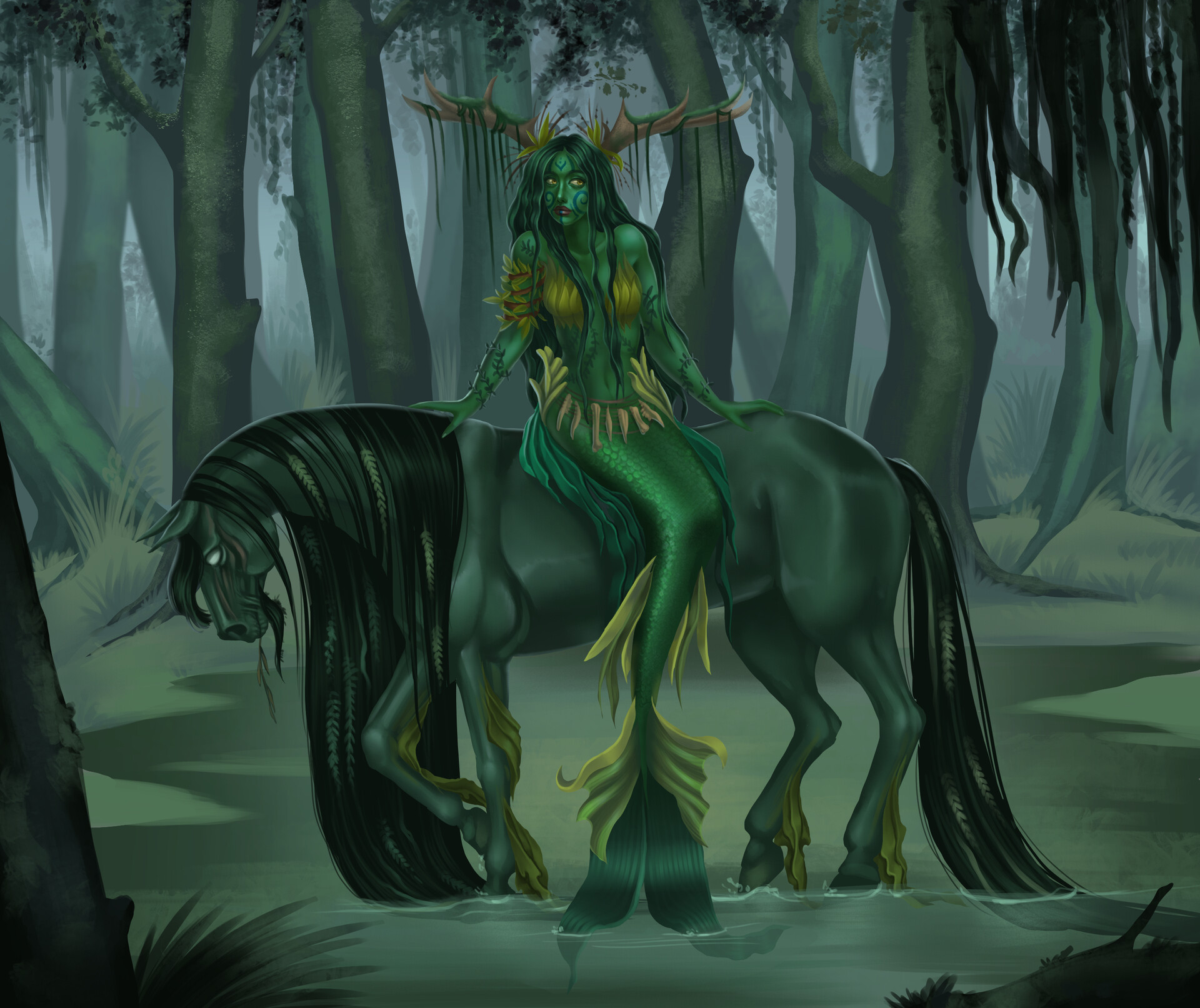 ArtStation - kelpie and mermaid