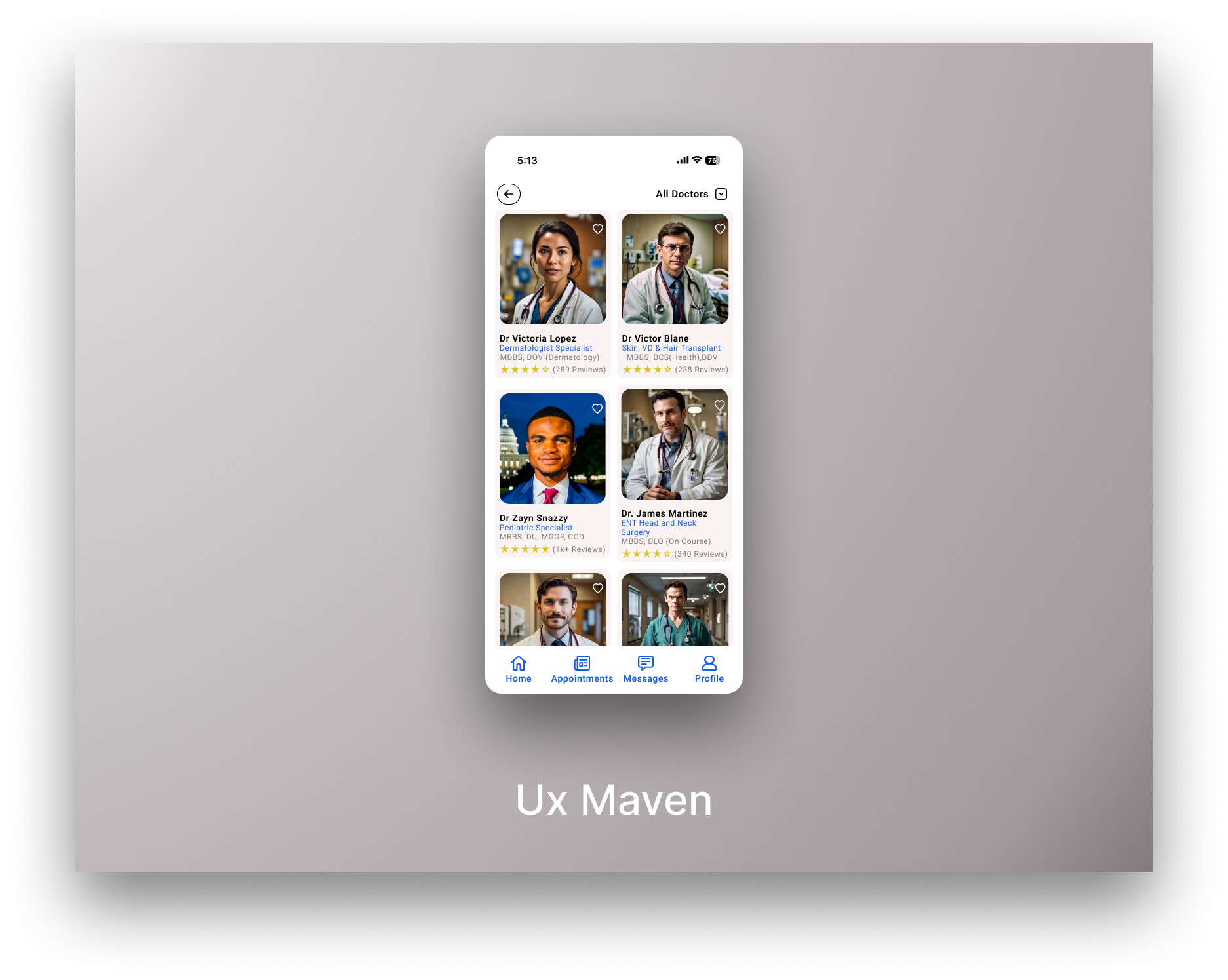 Ux Maven - Doctor's Appointment App