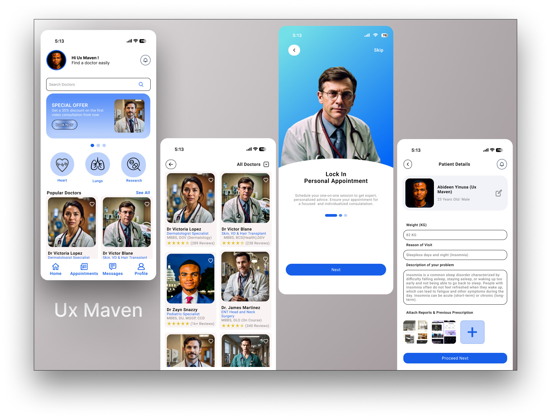 Ux Maven - Doctor's Appointment App