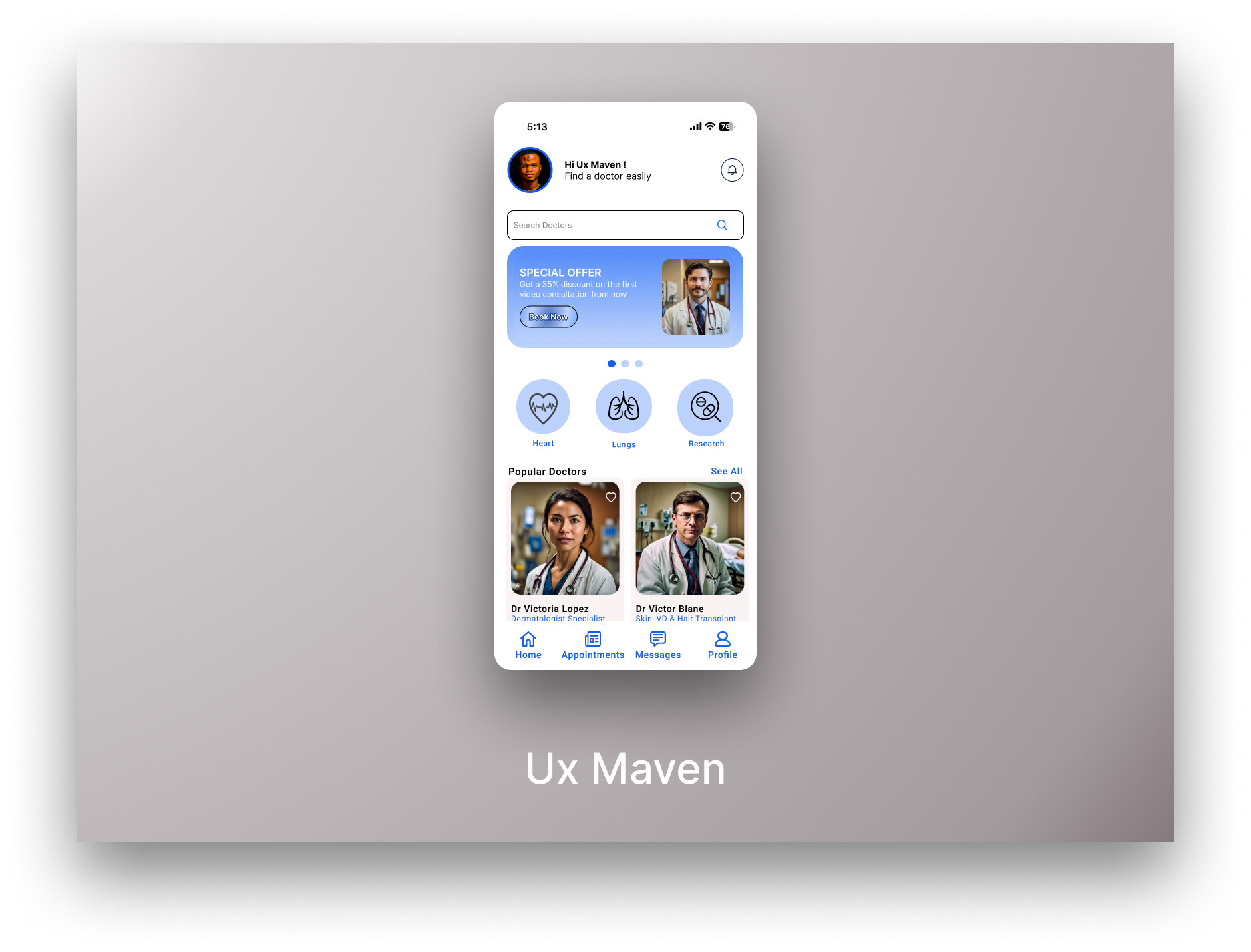 Ux Maven - Doctor's Appointment App