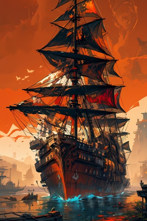 ArtStation - Pirate Ship Splash Art