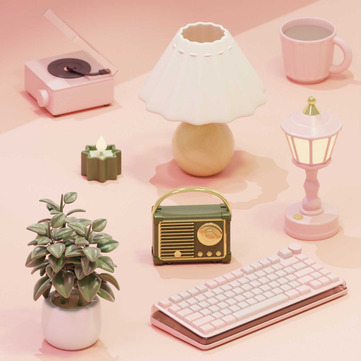 Sysina - Vintage Desk Setup made in Blender 3D