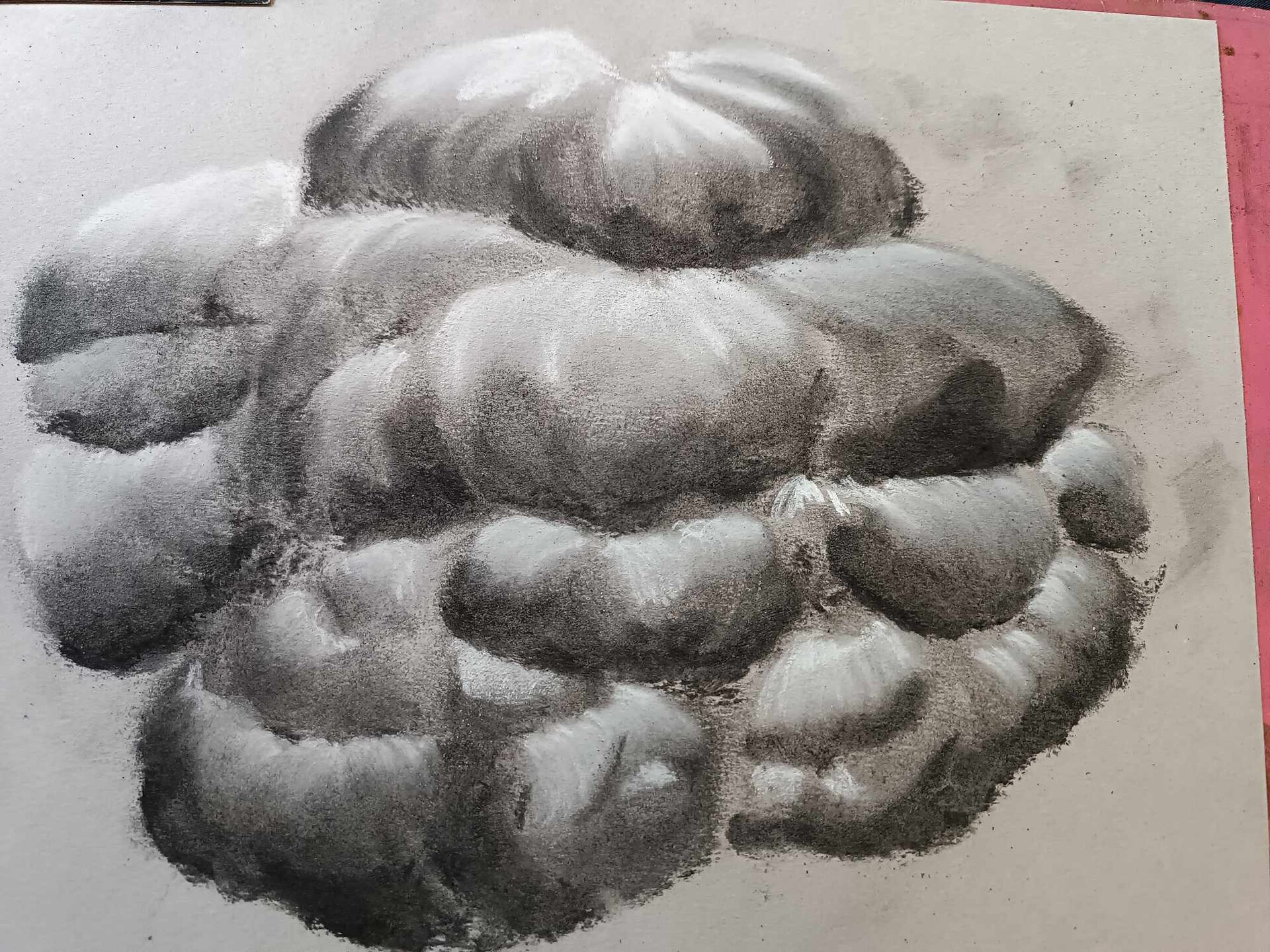 ArtStation - étude de volume au fusain et au crayon blanc