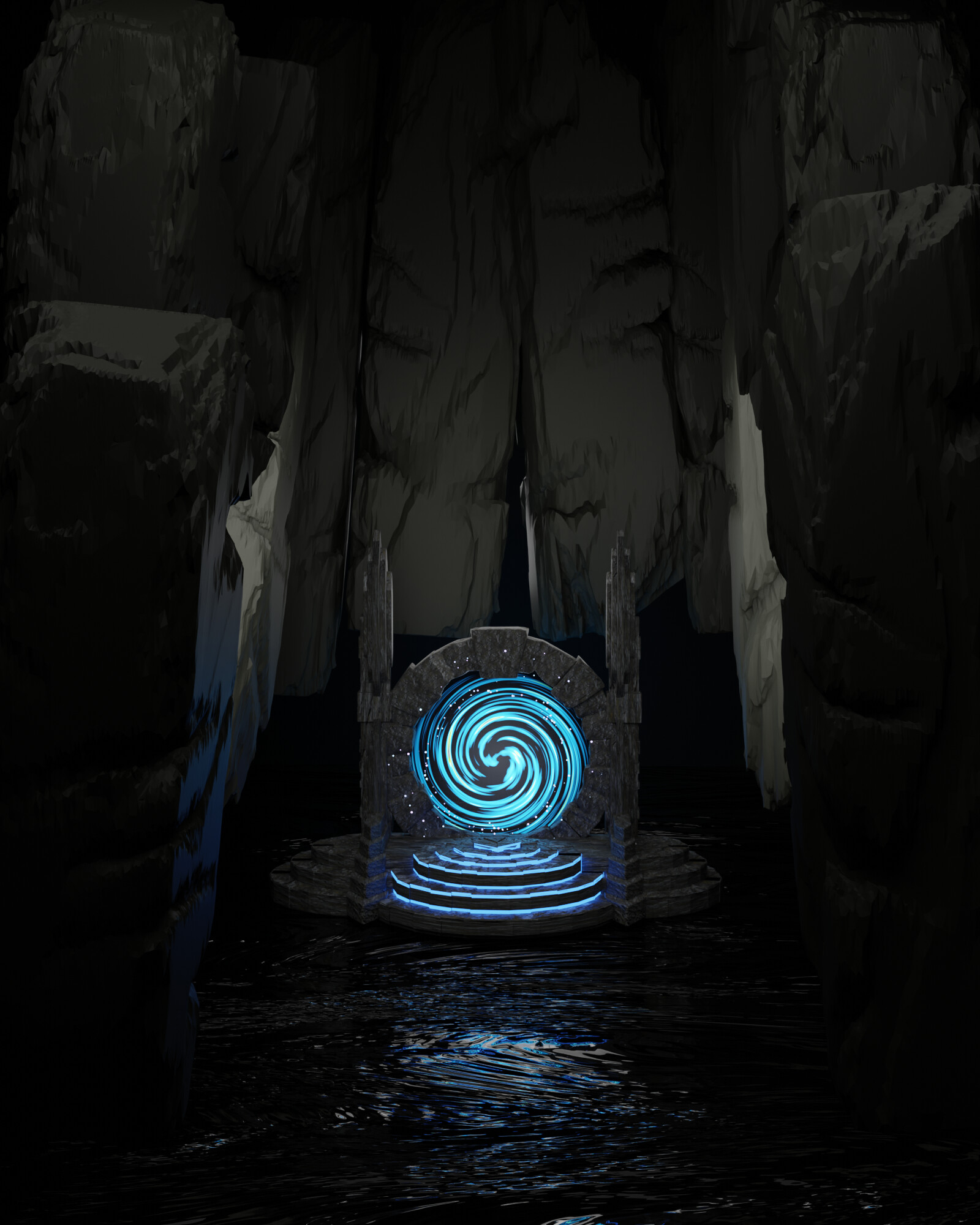 ArtStation - 3D Portal stone door with light