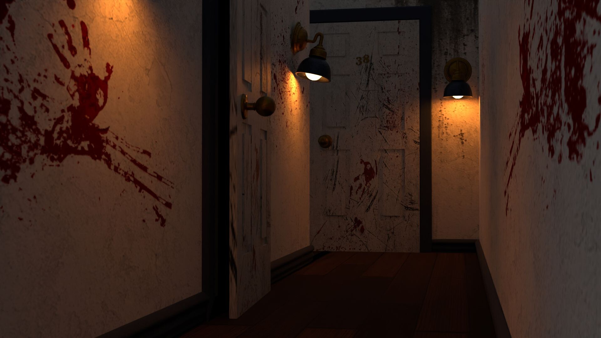 ArtStation - 3D ENVIRONMENT COMPOSITION HORROR CORRIDOR