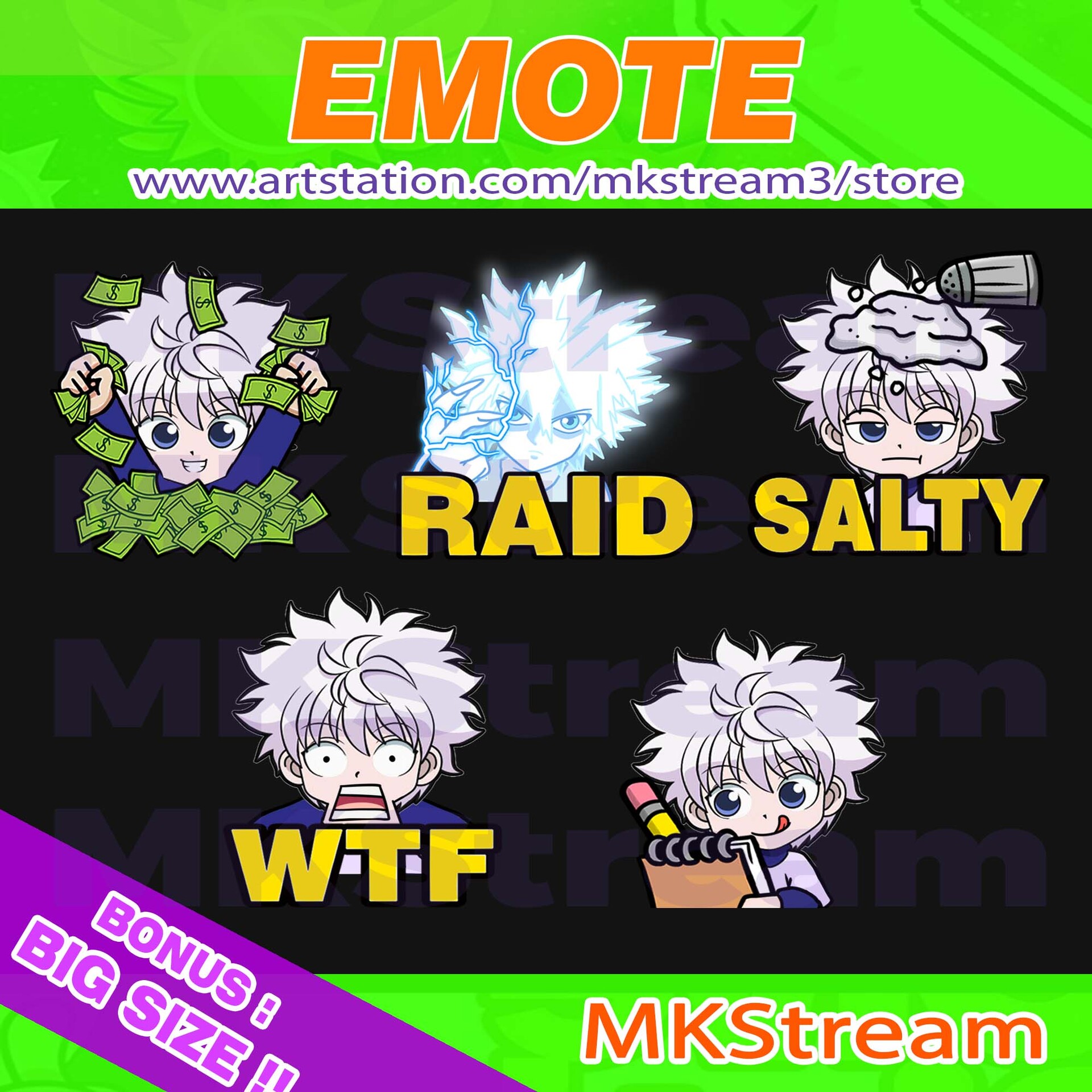 ArtStation - Emotes hunter x hunter killua rich, raid, salty, wtf ...
