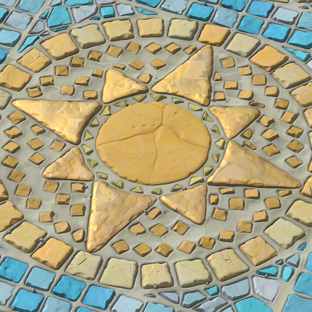 Bruno Morin - Here comes the sun - Stylized Mozaic Tiles Study