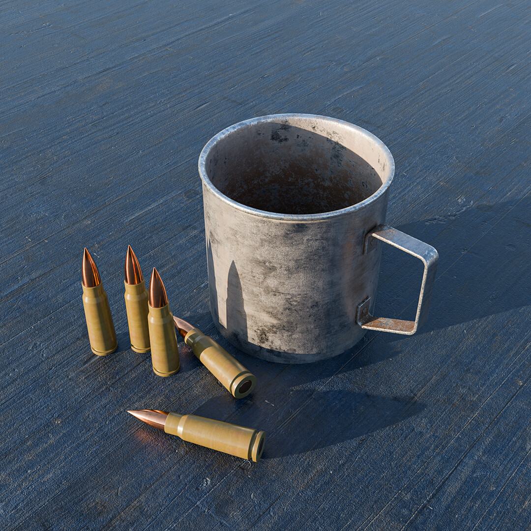 ArtStation - Art scene metal mug and cartridges