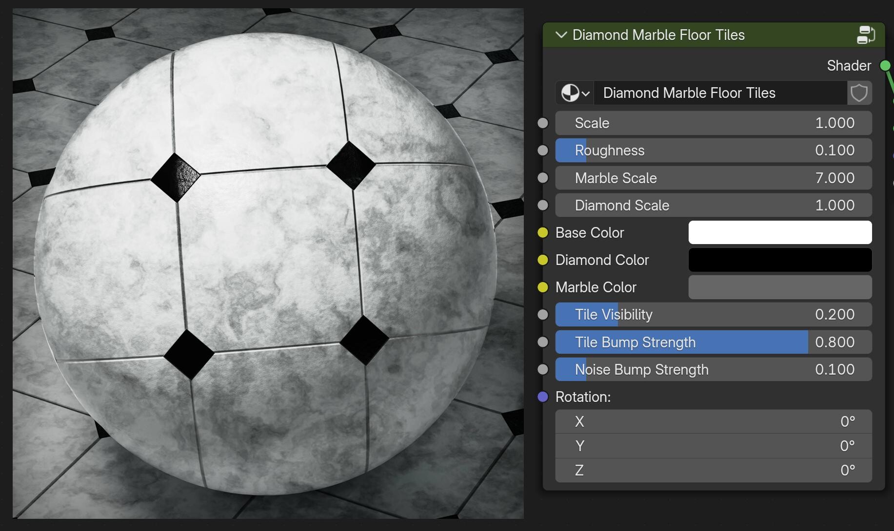 Ryan King - Procedural Diamond Marble Floor Tiles Material (Blender Tutorial)