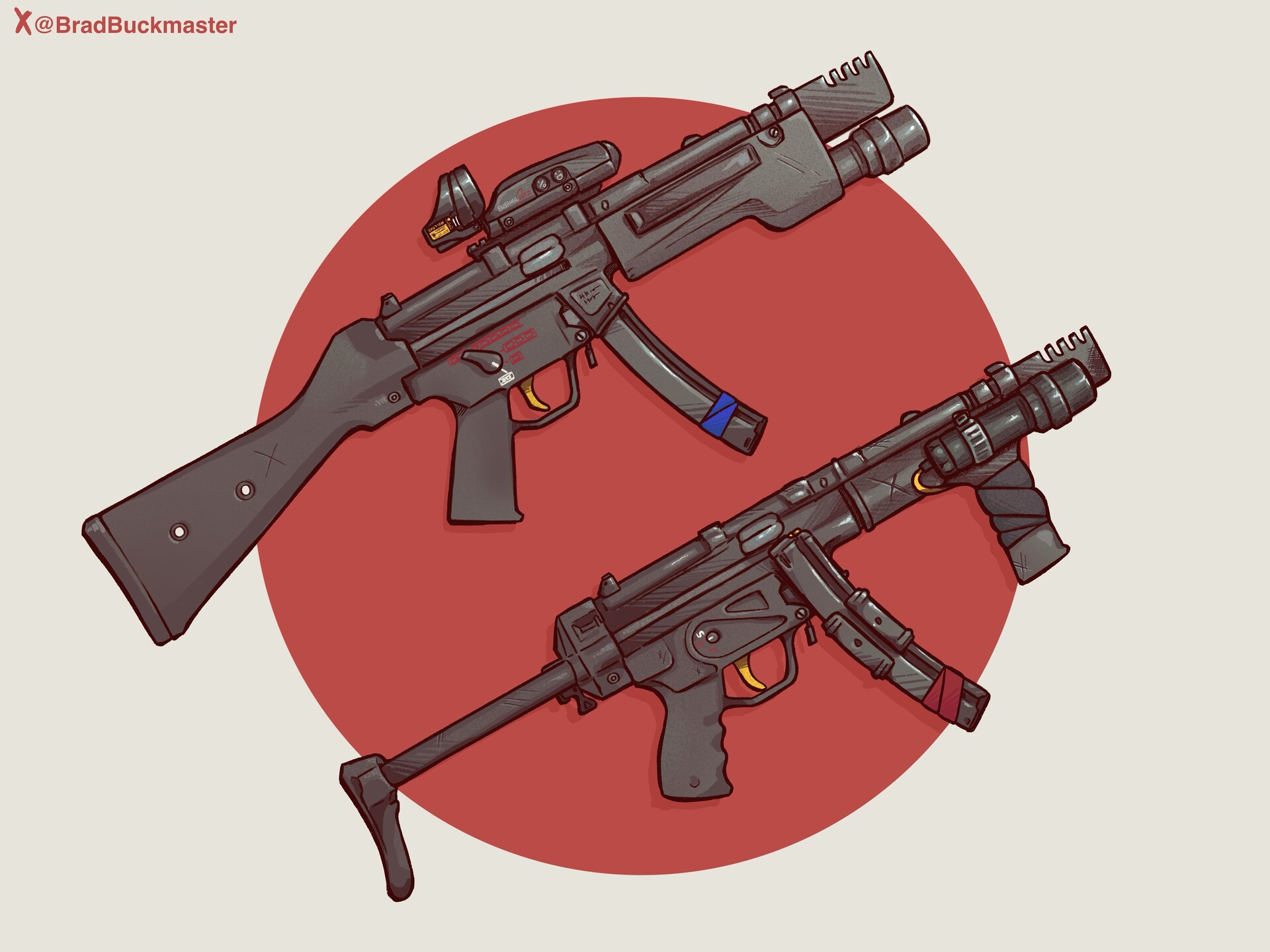 ArtStation - 90s scifi inspired MP5s