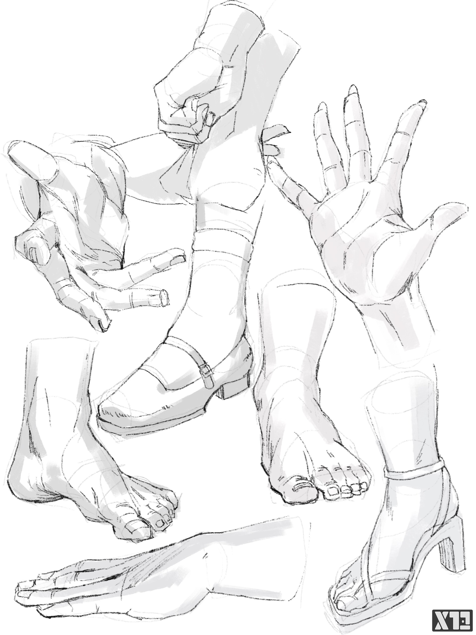 how to draw manga hands and feet