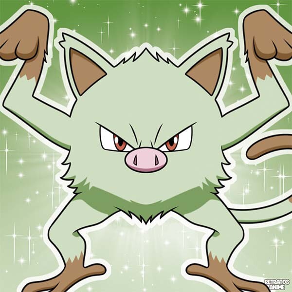 Retratosanime - Mankey Shiny, Pokémon