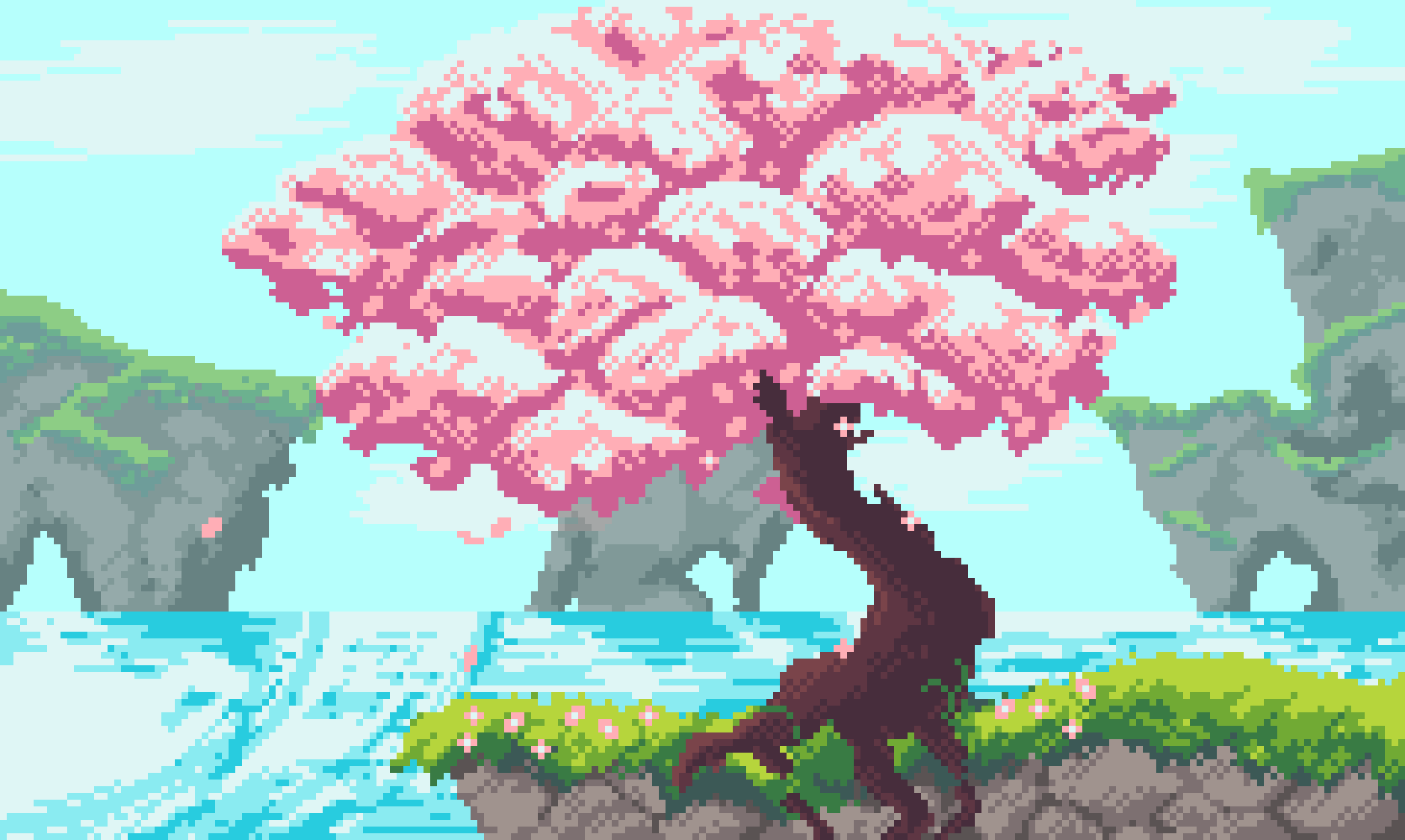 pixel art tree animation