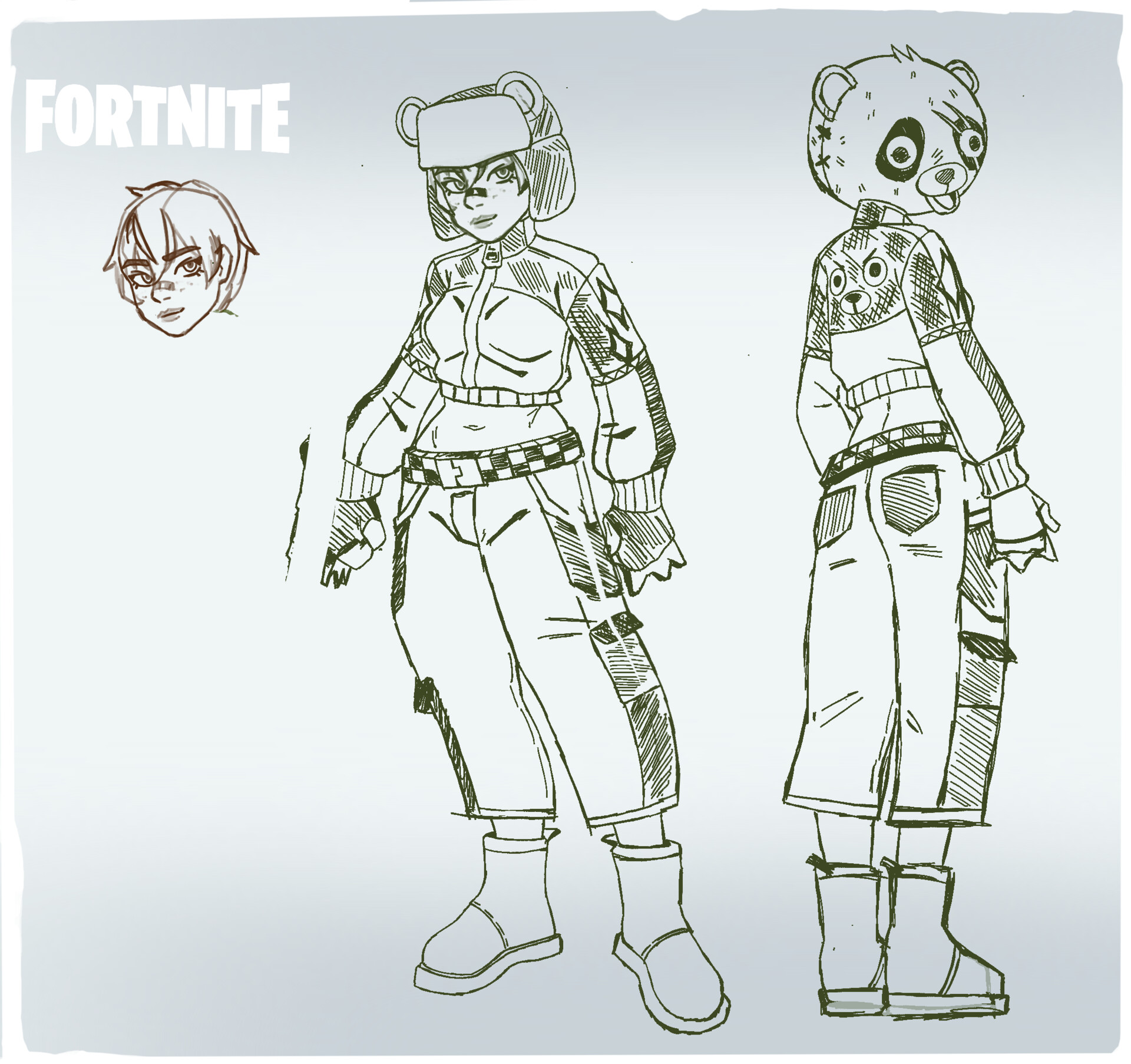 how to draw fortnite panda skin