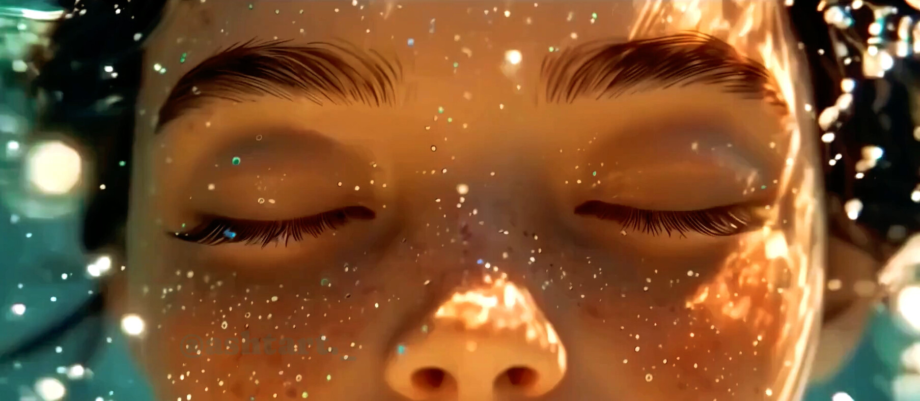Tooba Piracha - Ethereal Serenity: Underwater Glitter Portrait