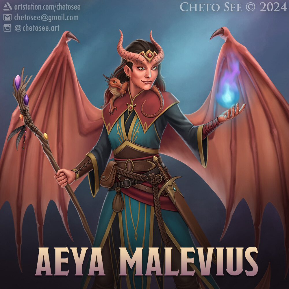 ArtStation - Aeya, Tiefling Sorcerer