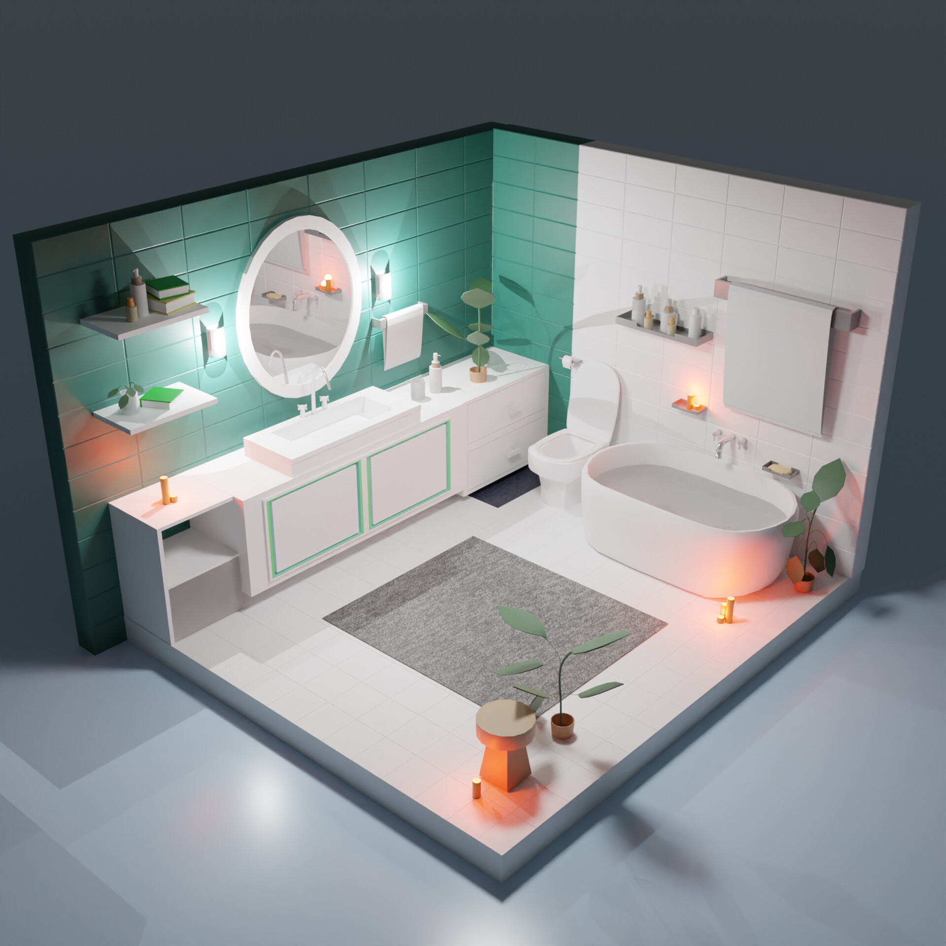 ArtStation - 3D modeling of a bathroom in diorama