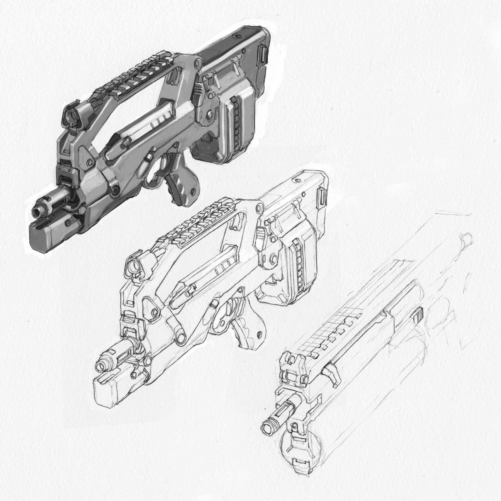 Mike Doscher Design - Weapon Concept Sketches - August 2024
