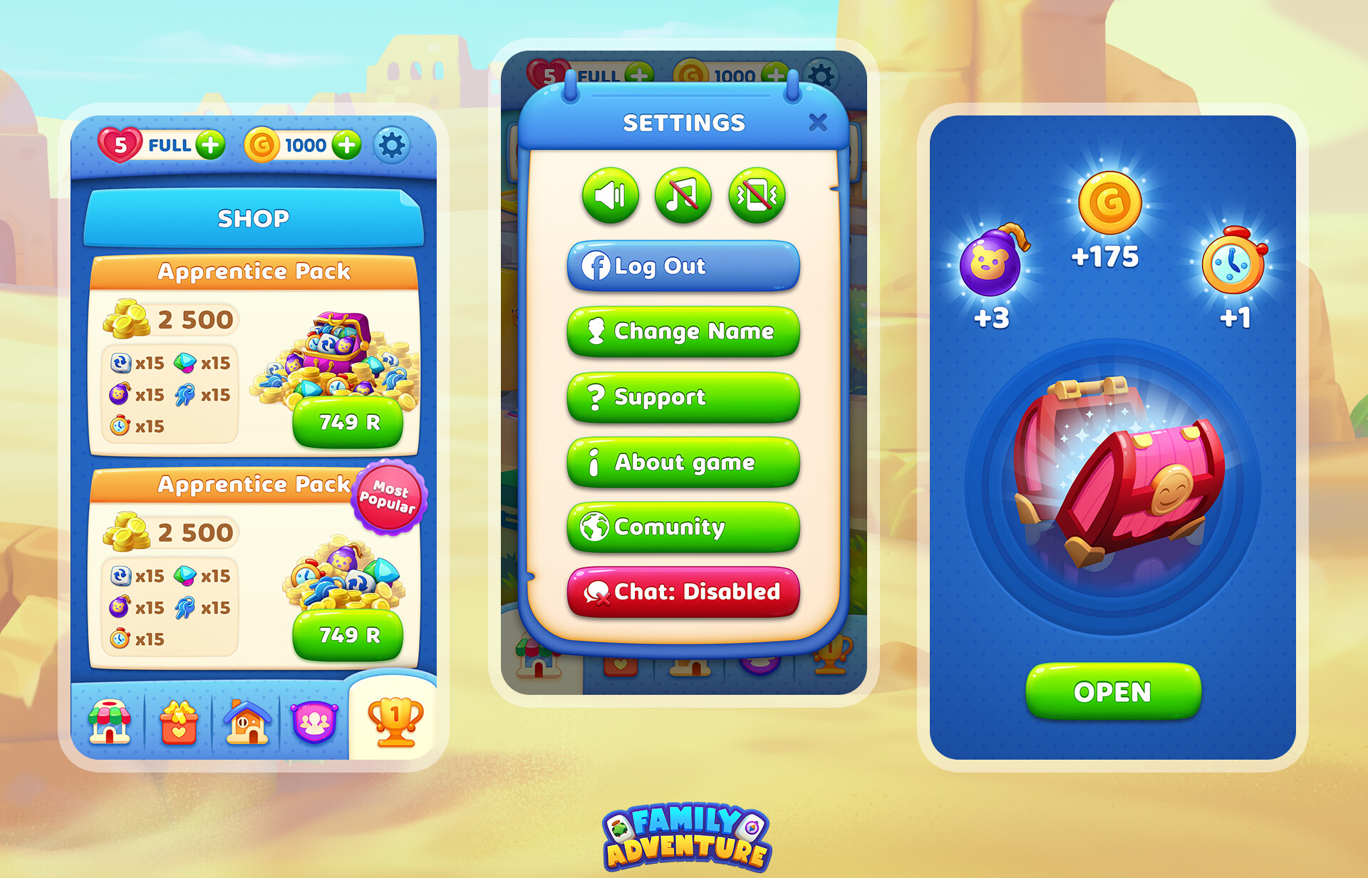 OWL Studio - Mobile game cartoon UX/UI