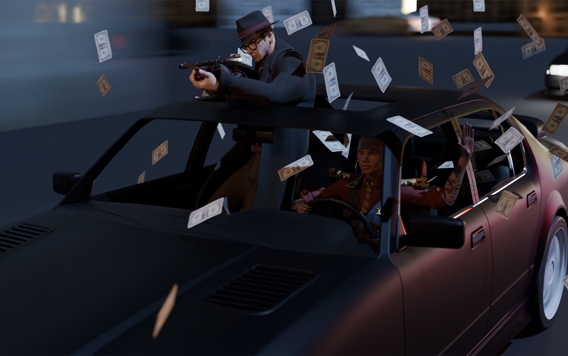 ArtStation - Mafia Action Scene Render