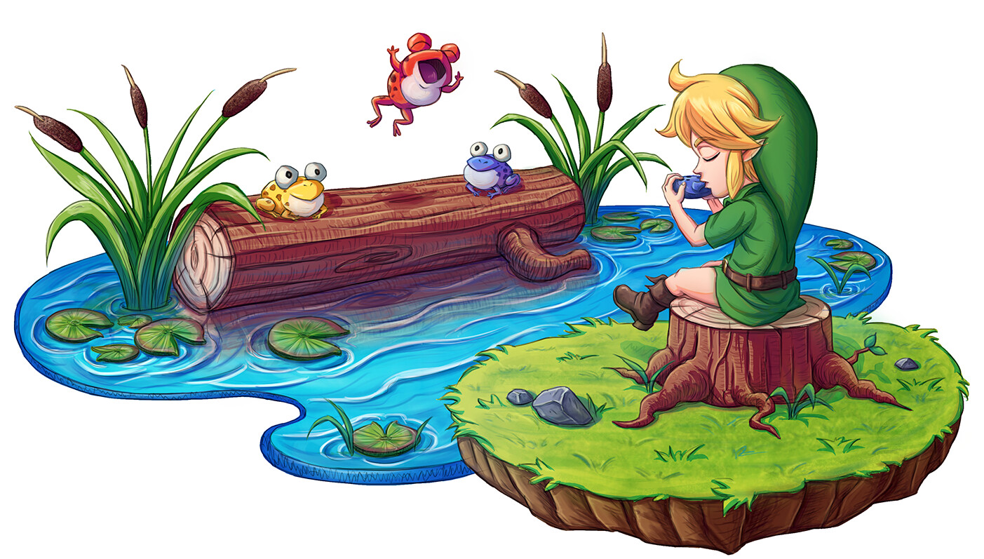 ArtStation - Zelda fanart - Link and the frogs