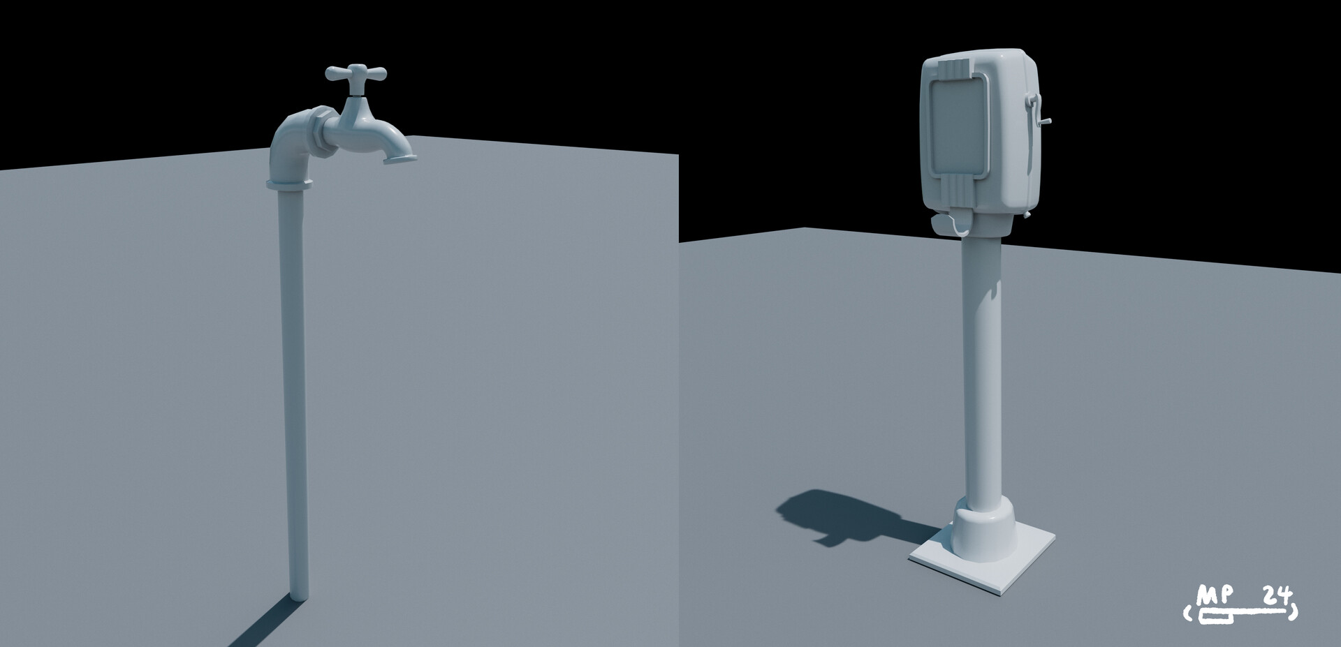 ArtStation - Vintage Air Pump, and Water Faucet