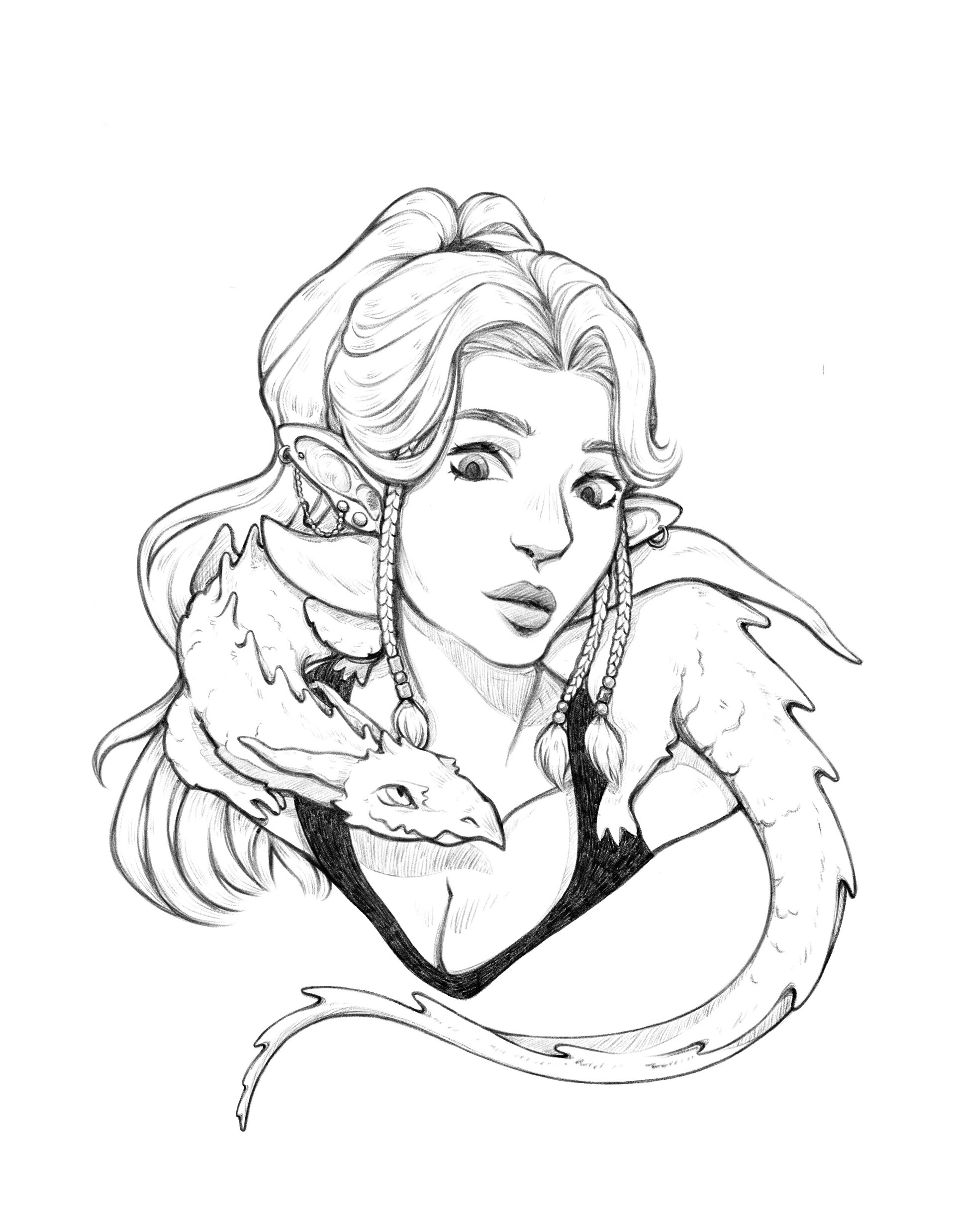 ArtStation - Elf with psuedodragon