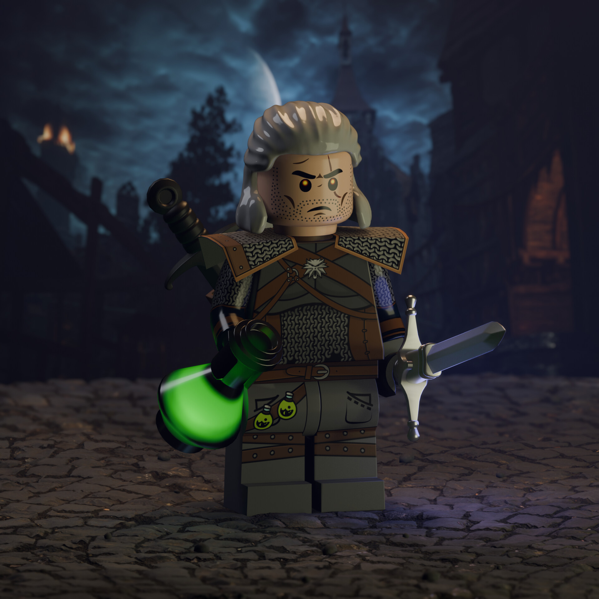 ArtStation - The Witcher in the lego style